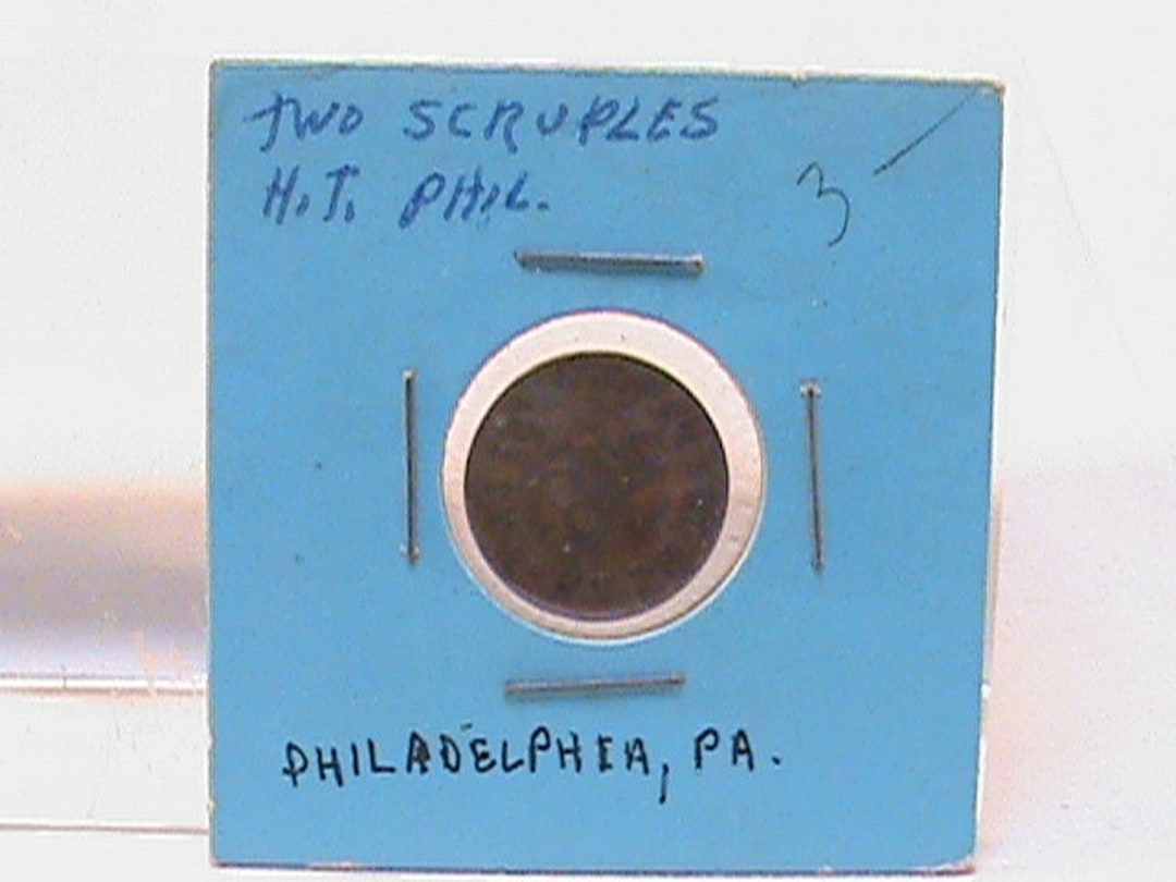 Vintage H T Phila Two Scruples Commemorative Token - Etsy