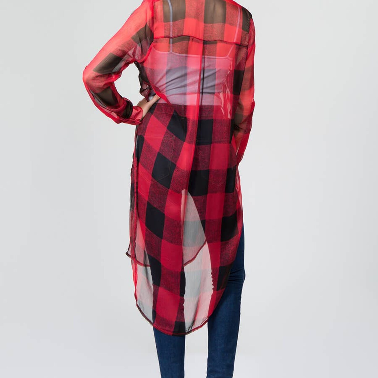 Sheer Plaid Flannel | Black/red Elegant Holiday //attire FREE US ...
