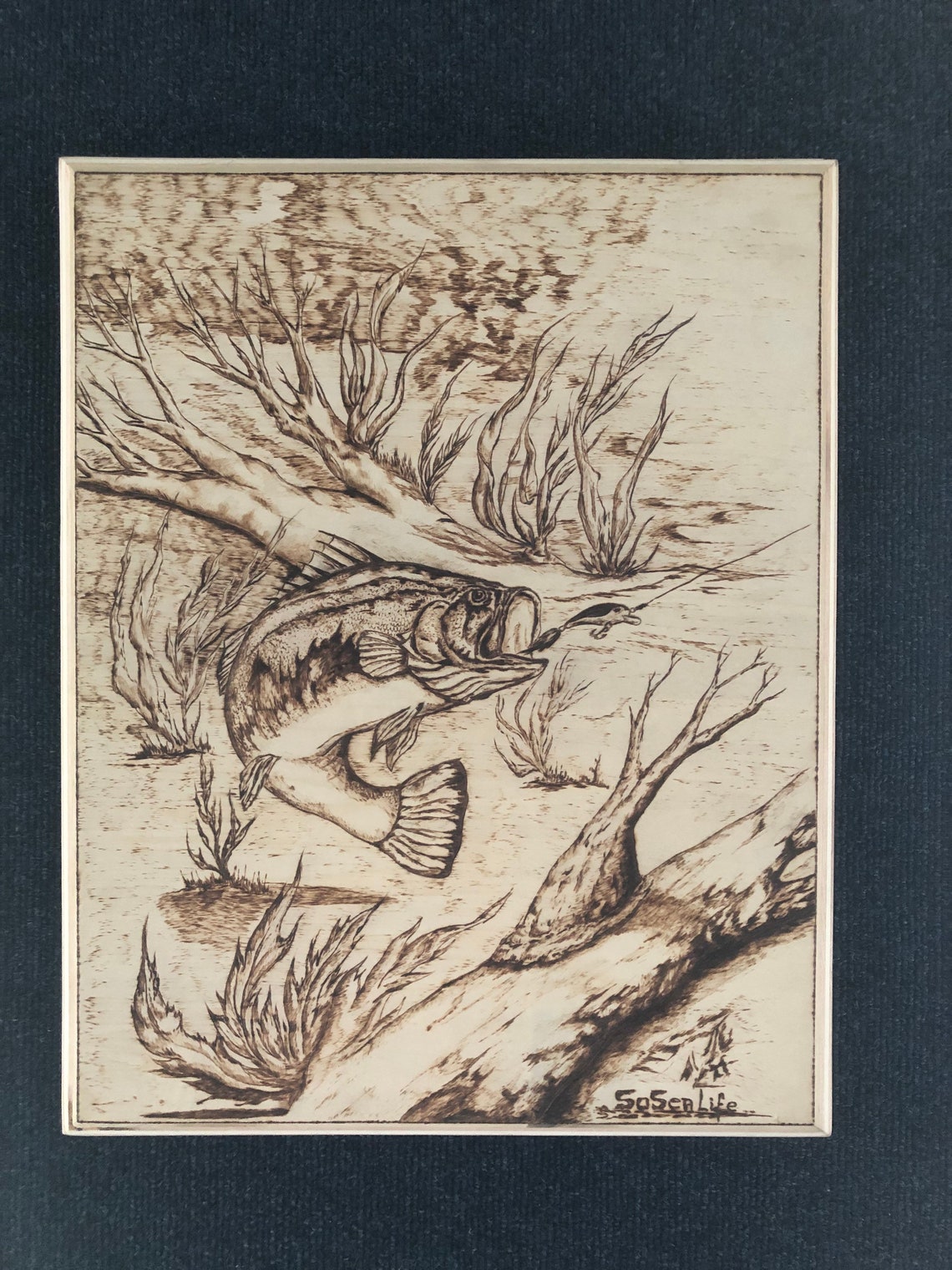 Driftwood Bass Fish Burn Art Pyrography, Hand Burned - Etsy