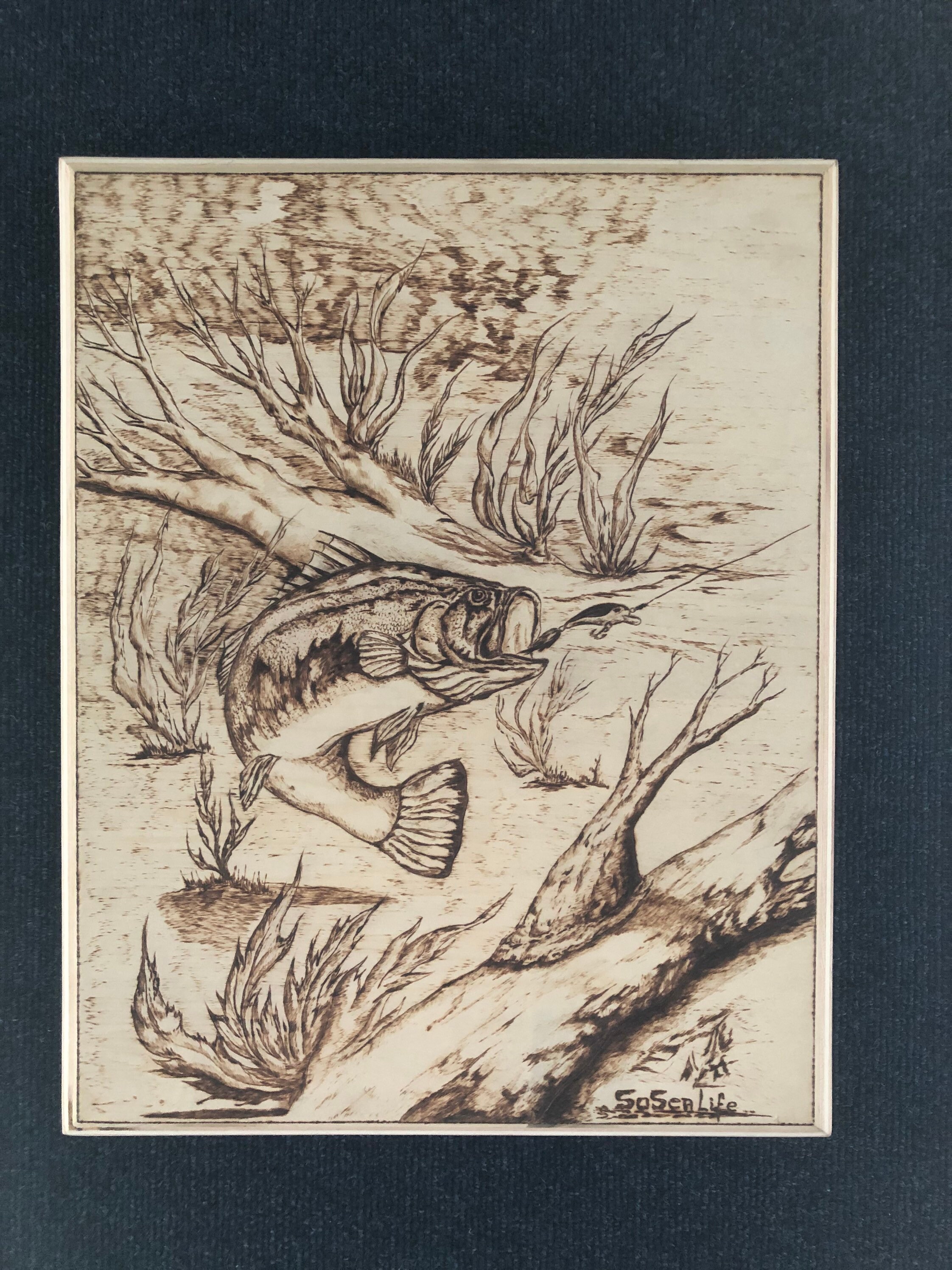 Driftwood Bass Fish Burn Art Pyrography, Hand Burned - Etsy