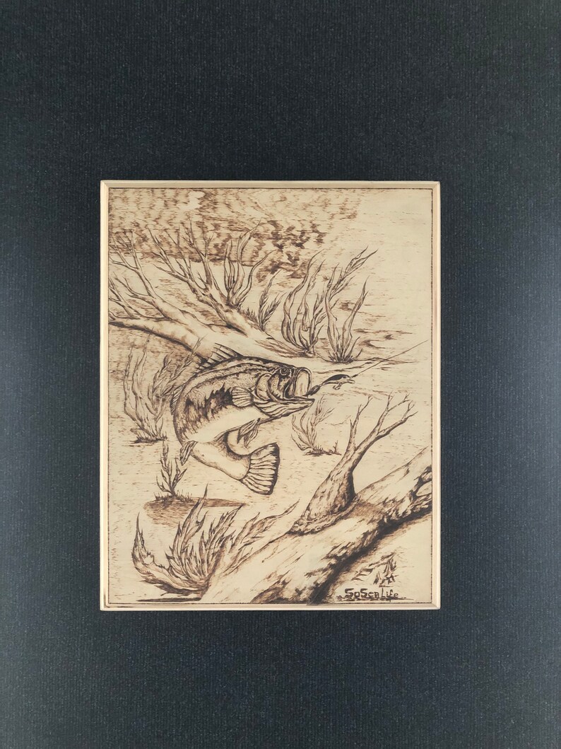Driftwood Bass Fish Burn Art Pyrography, Hand Burned - Etsy