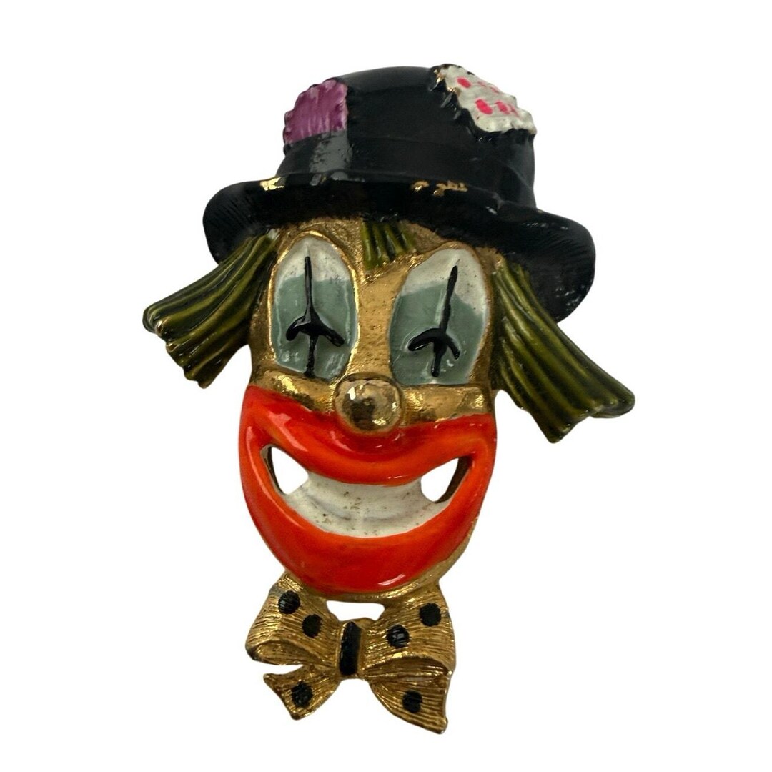 Vintage Creepy Clown Brooch - Etsy