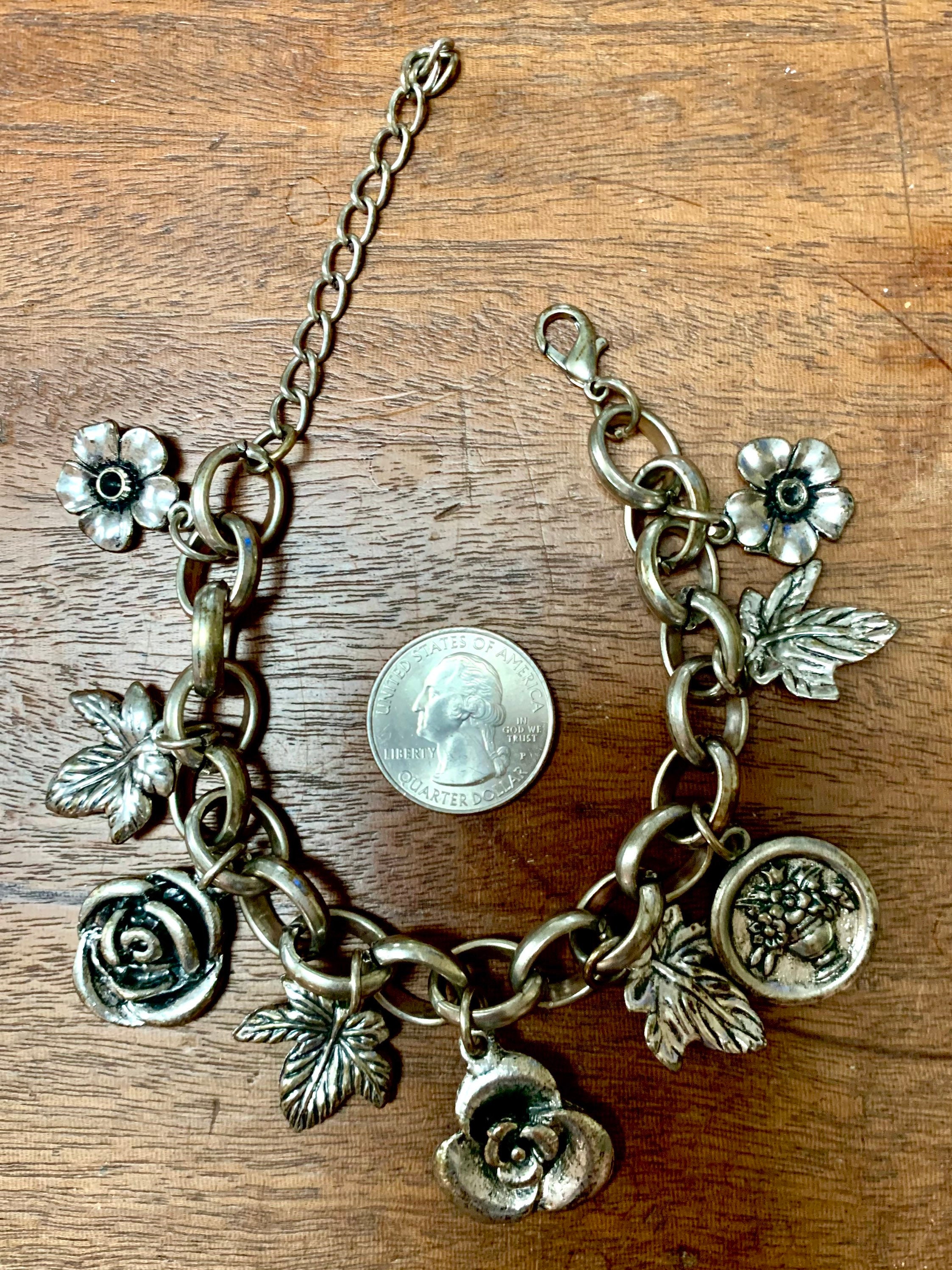 Floral Charm Bracelet - Etsy