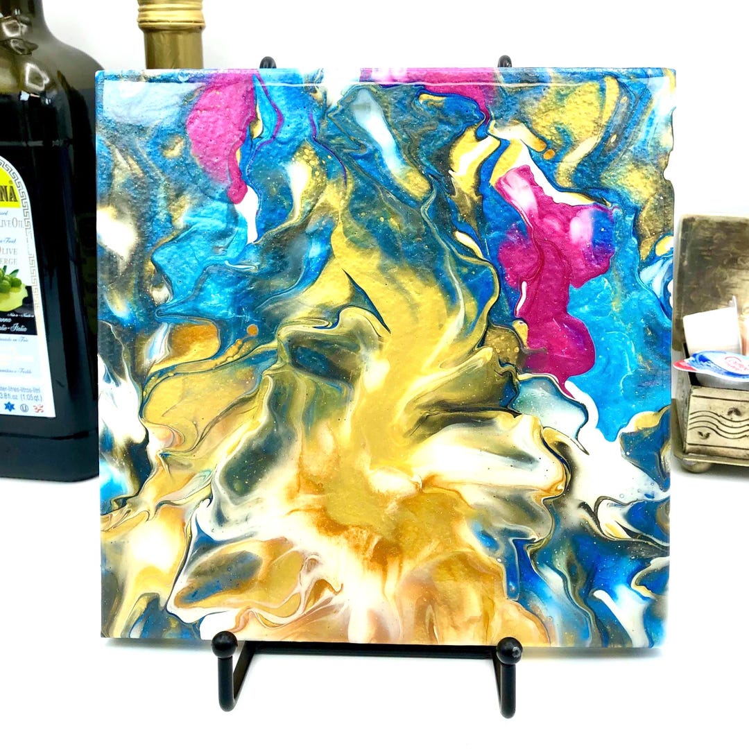 Heat Resistant Ceramic Art Trivet: Resin Coated Glasslike Surface ...