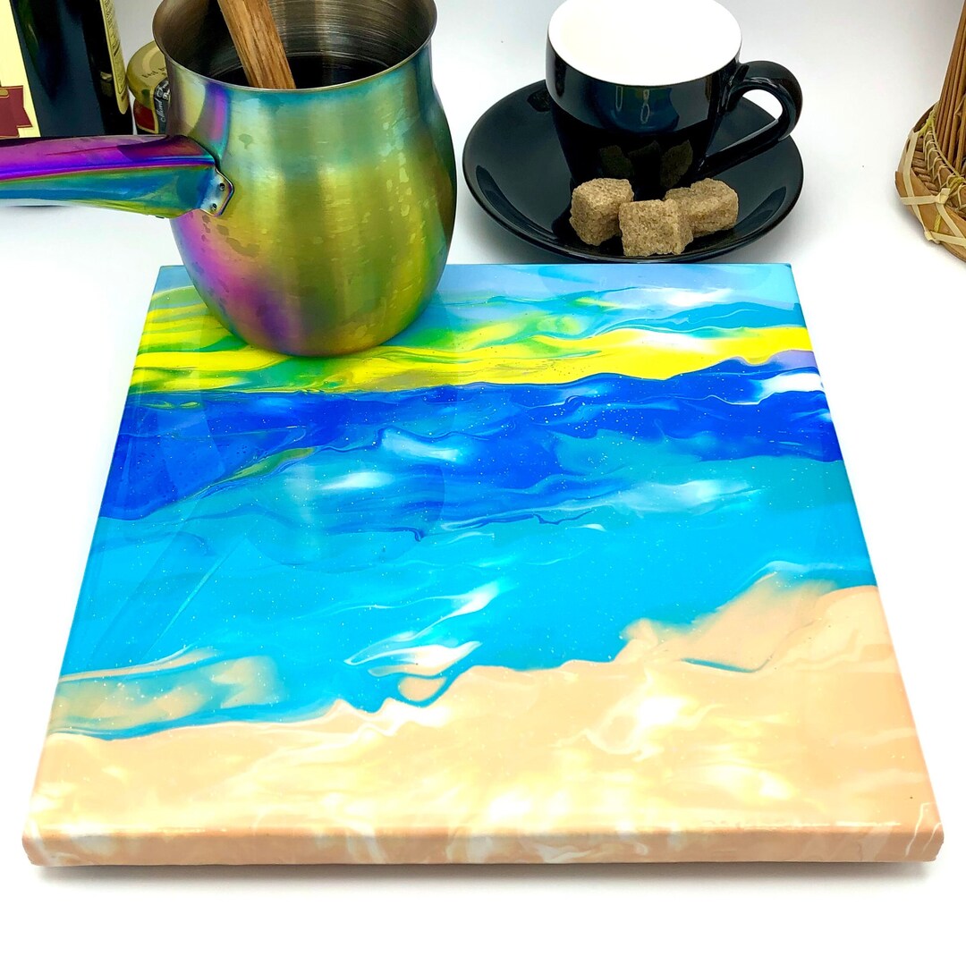 8x8 Art Trivet, Bring the Ocean Home, Original Artwork is Resin ...