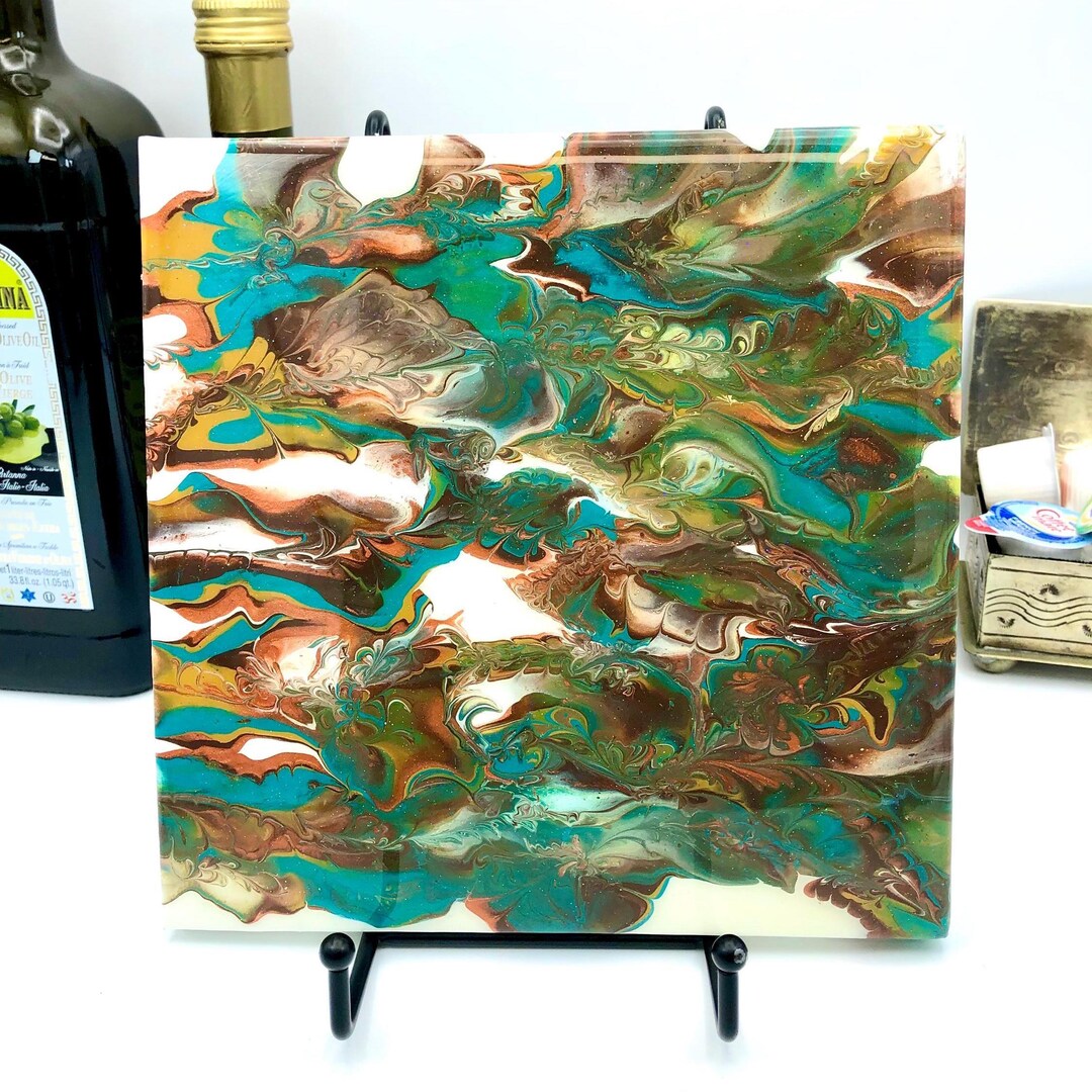 Resin Coated Tile Art Trivet: Heat Resistant Kitchen Decor - Etsy