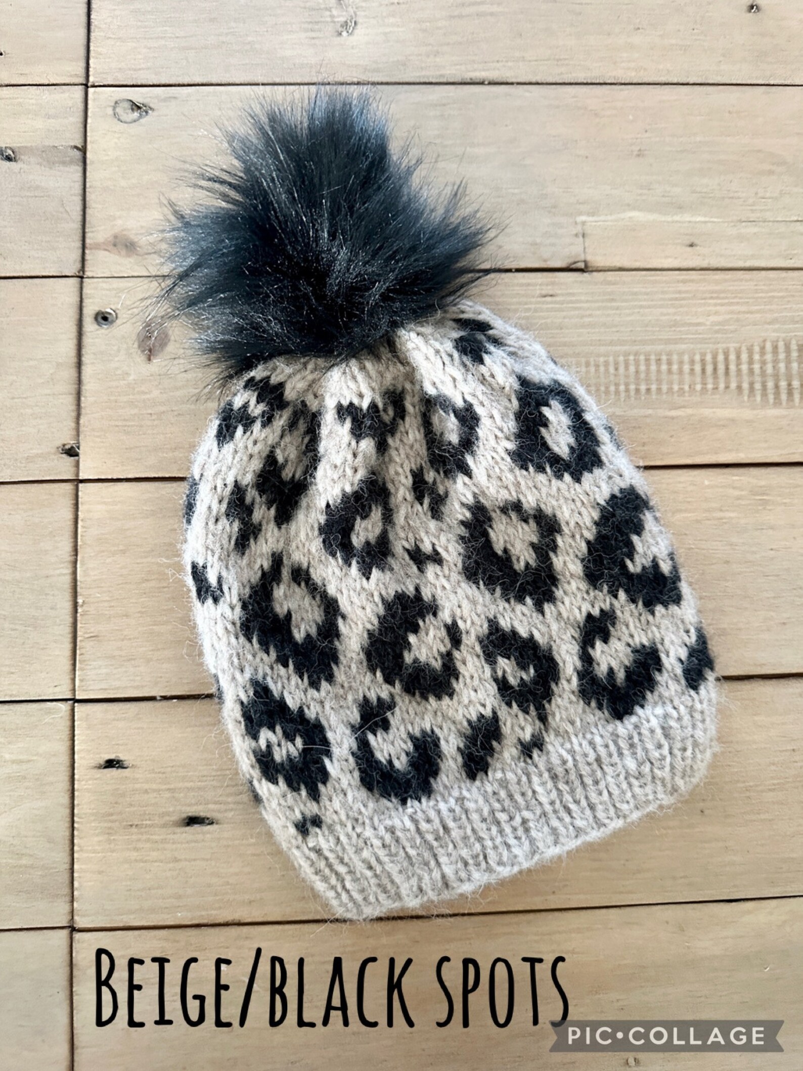 Women's Animal Print Knit Hat // Hand Knit Beanie With Animal Print ...
