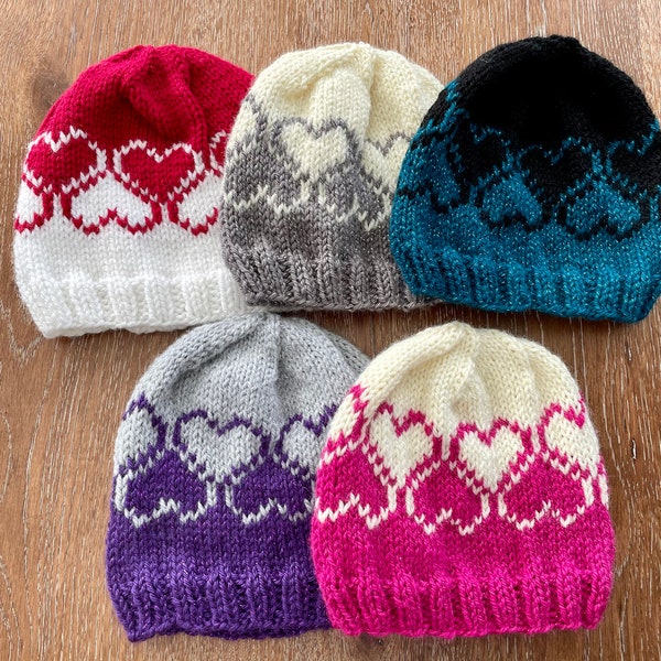 Heart Knit Hat - Etsy