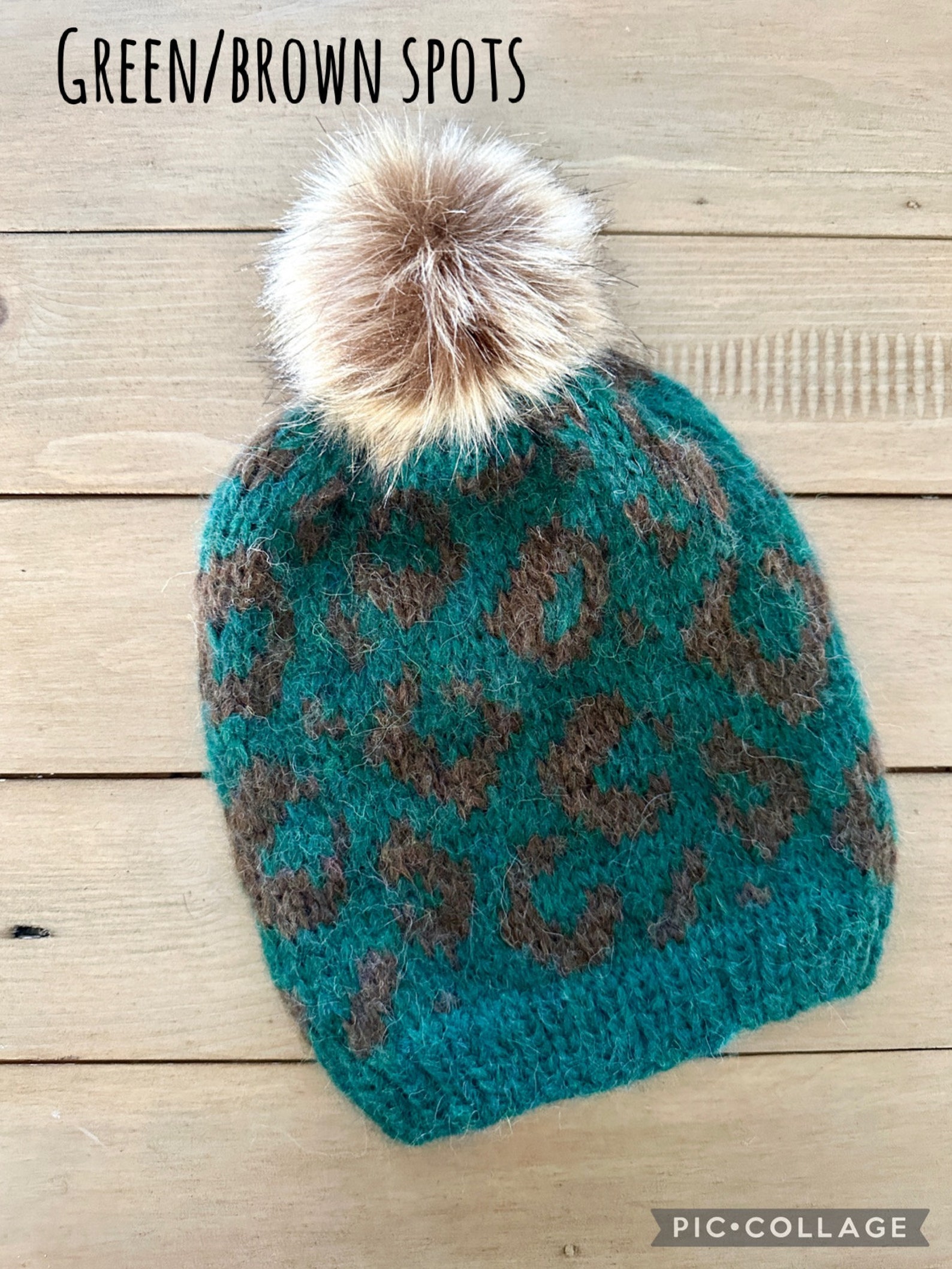 Women's Animal Print Knit Hat // Hand Knit Beanie With Animal Print ...