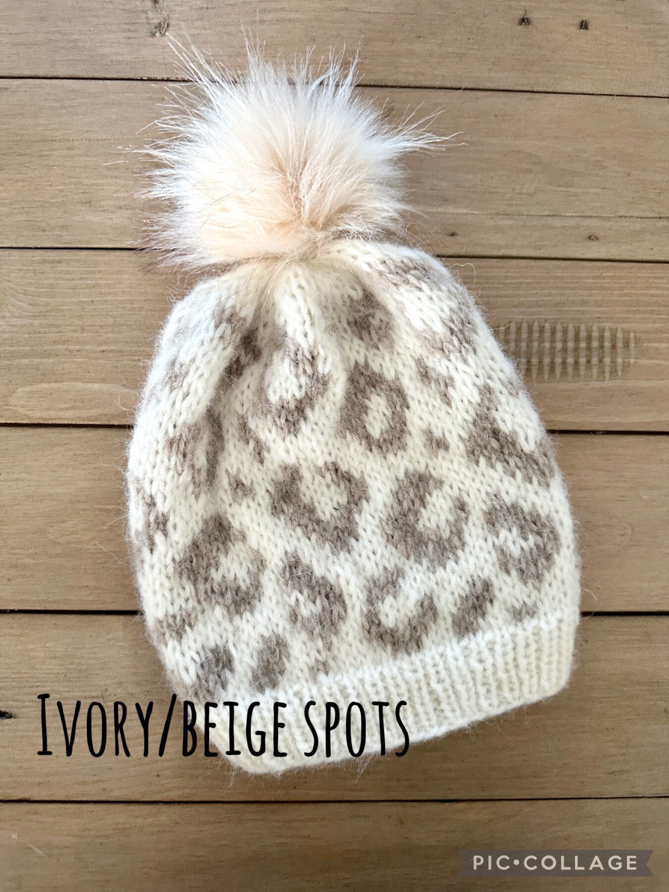Women's Animal Print Knit Hat // Hand Knit Beanie With Animal Print ...