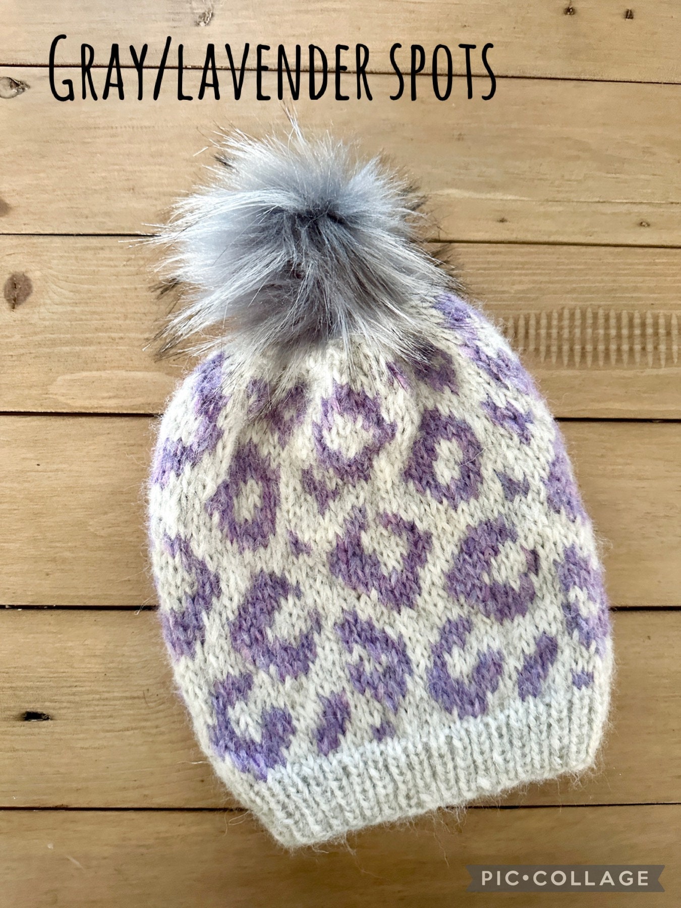 Women's Animal Print Knit Hat // Hand Knit Beanie With Animal Print ...