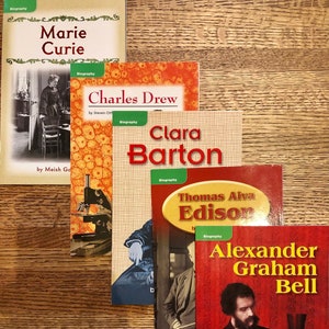 Set of 5 Vintage Children's Books / Readers: marie Curie, Clara Barton ...