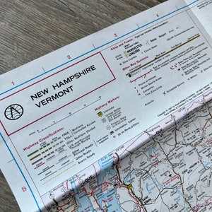 New Hampshire and Vermont Vintage Folded Map - State Map, Folds Flat ...