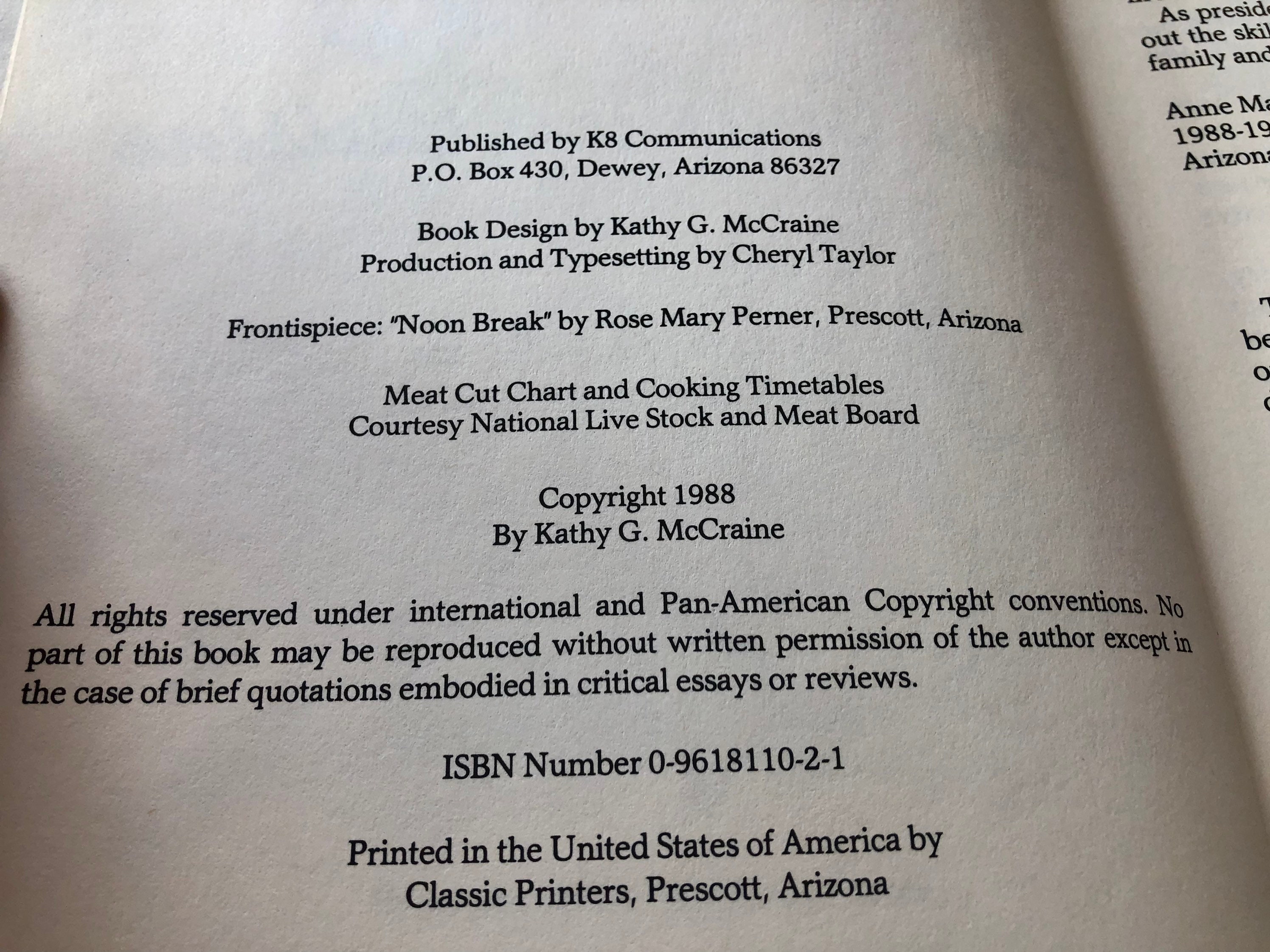 Vintage ARIZONA Cookbook: cow Country Cuisine by Kathy G. Mccraine 1988 ...