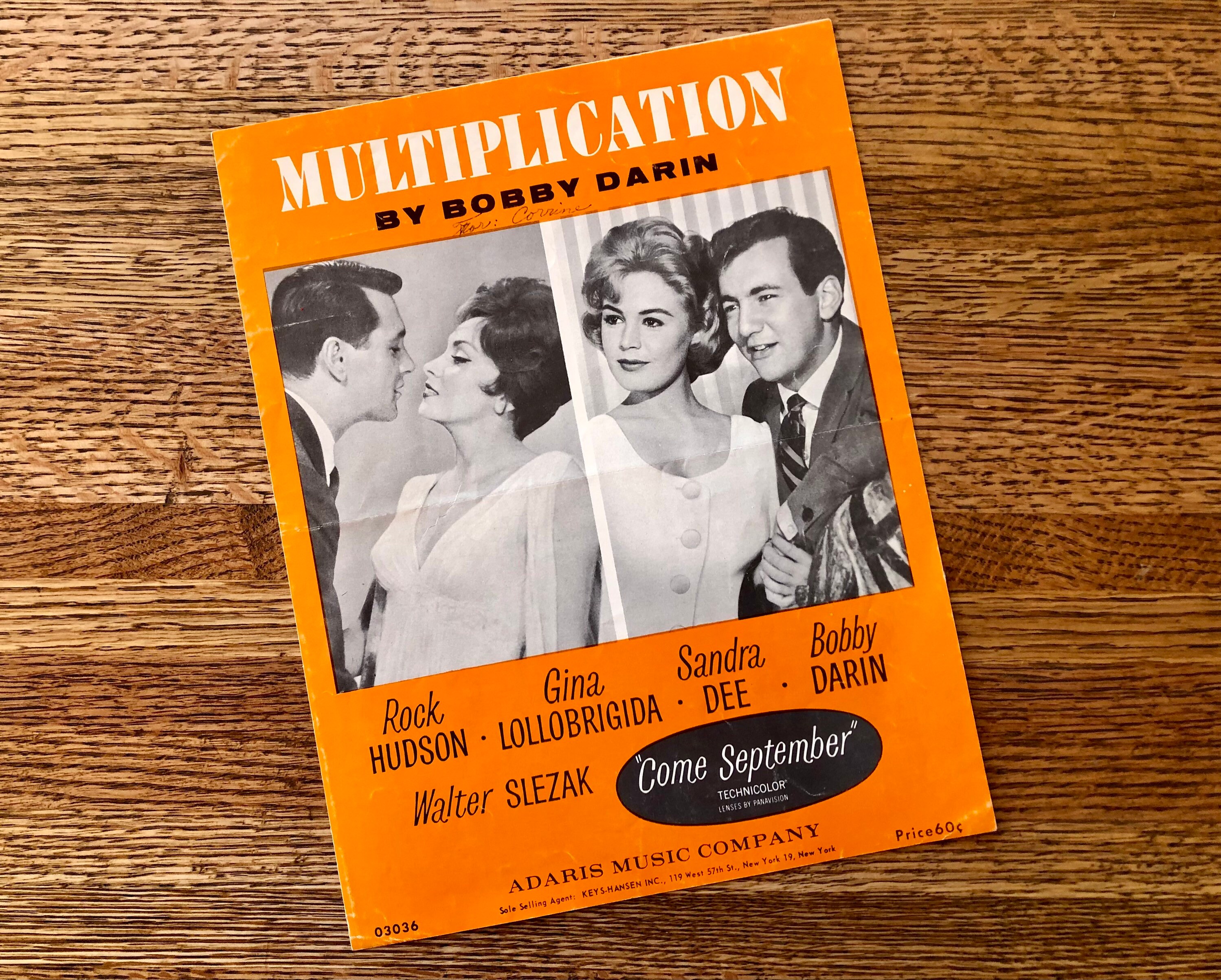 Vintage Sheet Music: multiplication with 'come September' Movie Cover ...