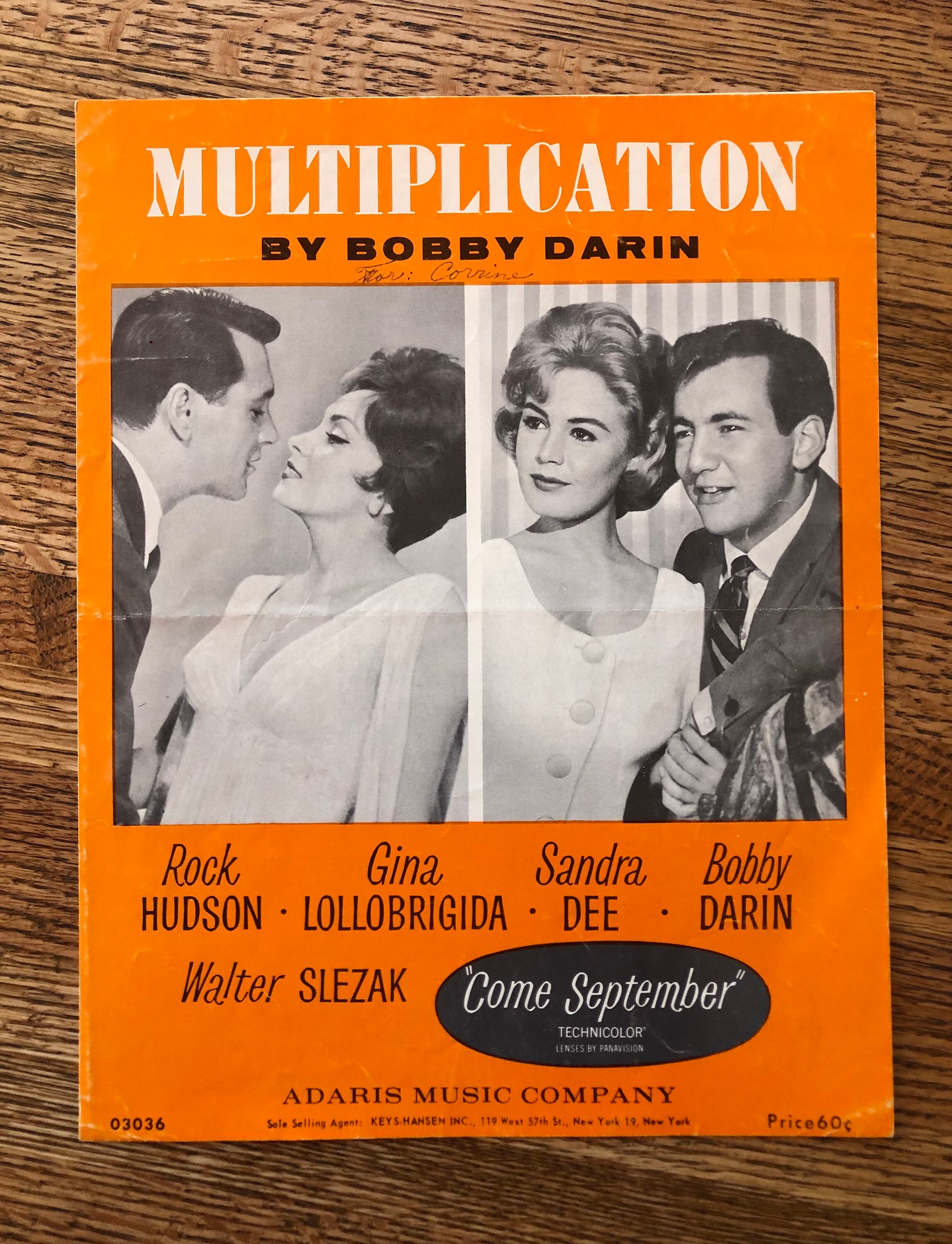 Vintage Sheet Music: multiplication with 'come September' Movie Cover ...