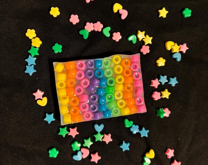 Rainbow Picking Pad Fidget Pick Palette Toy Neon Crystal Pebble Glitter ...