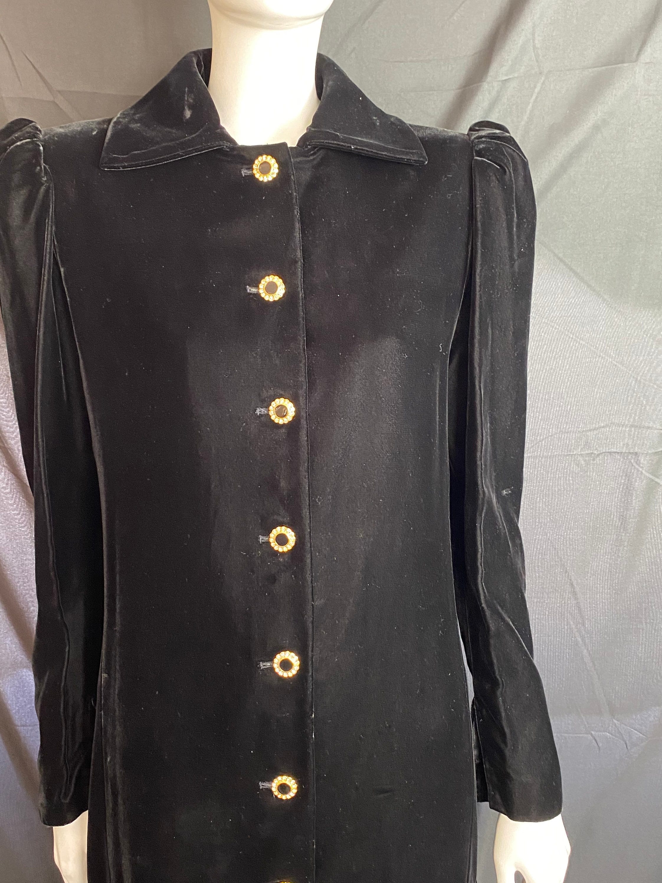 Vintage Yves Saint Laurent Rive Gauche YSL Black Silk Velvet Evening ...