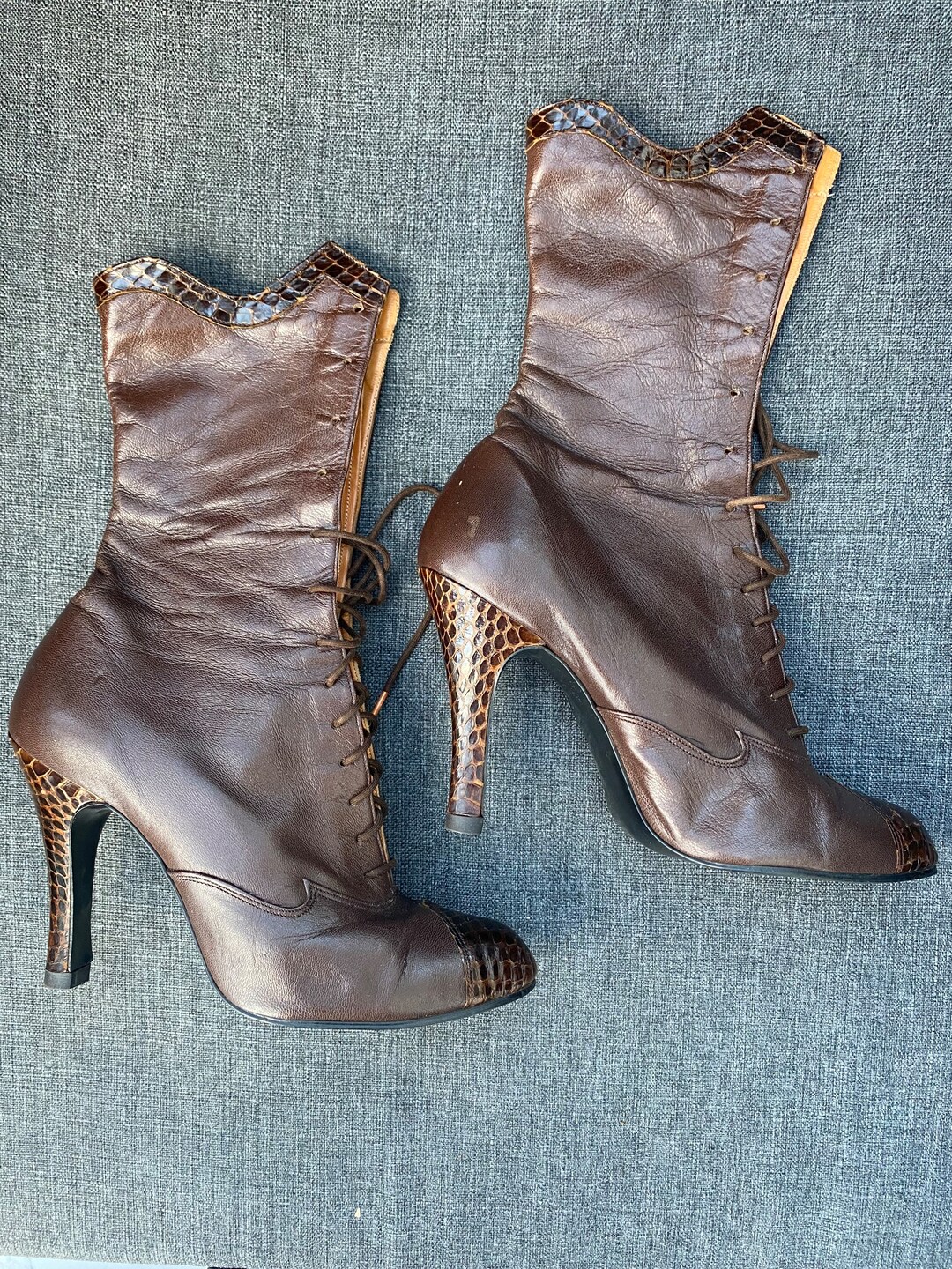 Vintage 1940s 1950s Dita Killer Heels to Die for Brown Boots Laced up ...