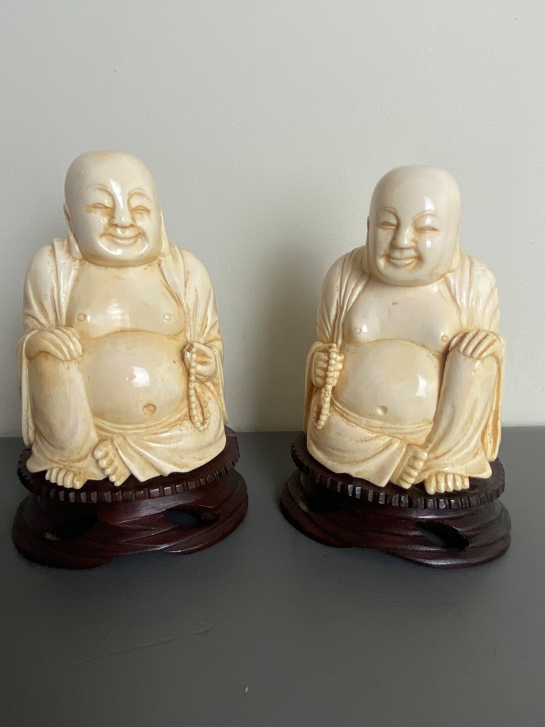 Antique Vintage Hand Carved Bovine Bone Buddha Statues Mirror ...