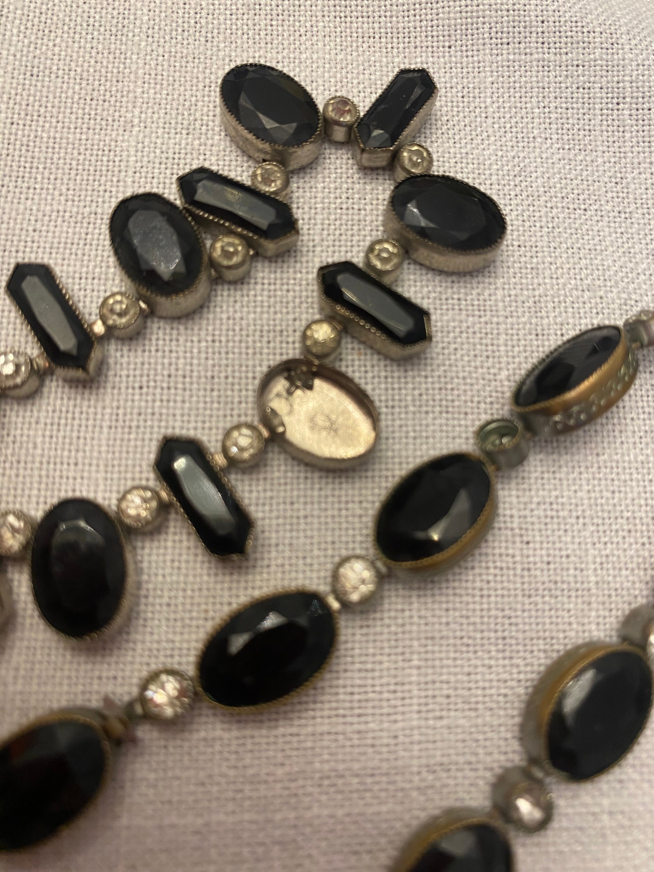 Antique Edwardian Mourning French Jet Paste and Clear Rhinestones ...