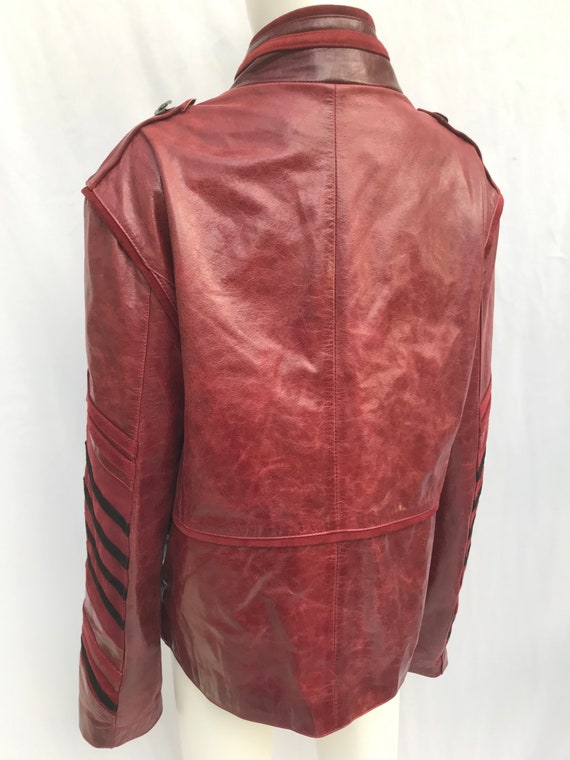 Men’s boho Adam Ant Hussar style burgundy leather jac… - Gem