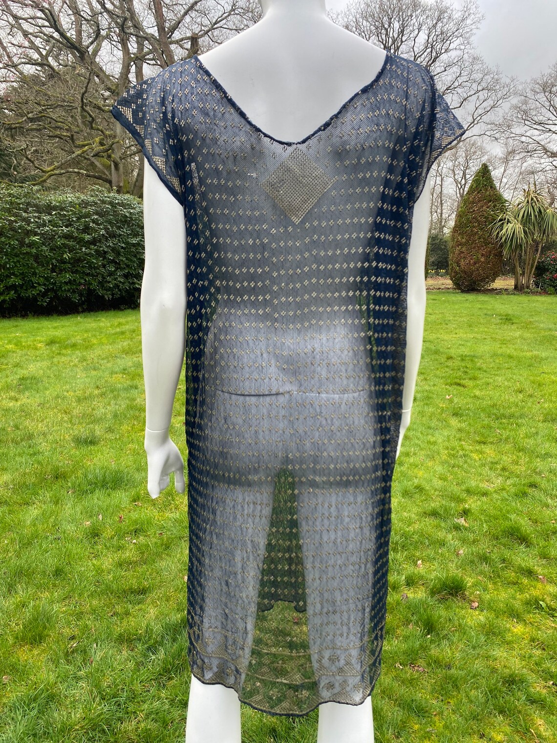 Antique 1920s Assuit Azuit Coptic Piece Midnight Blue Dress With ...