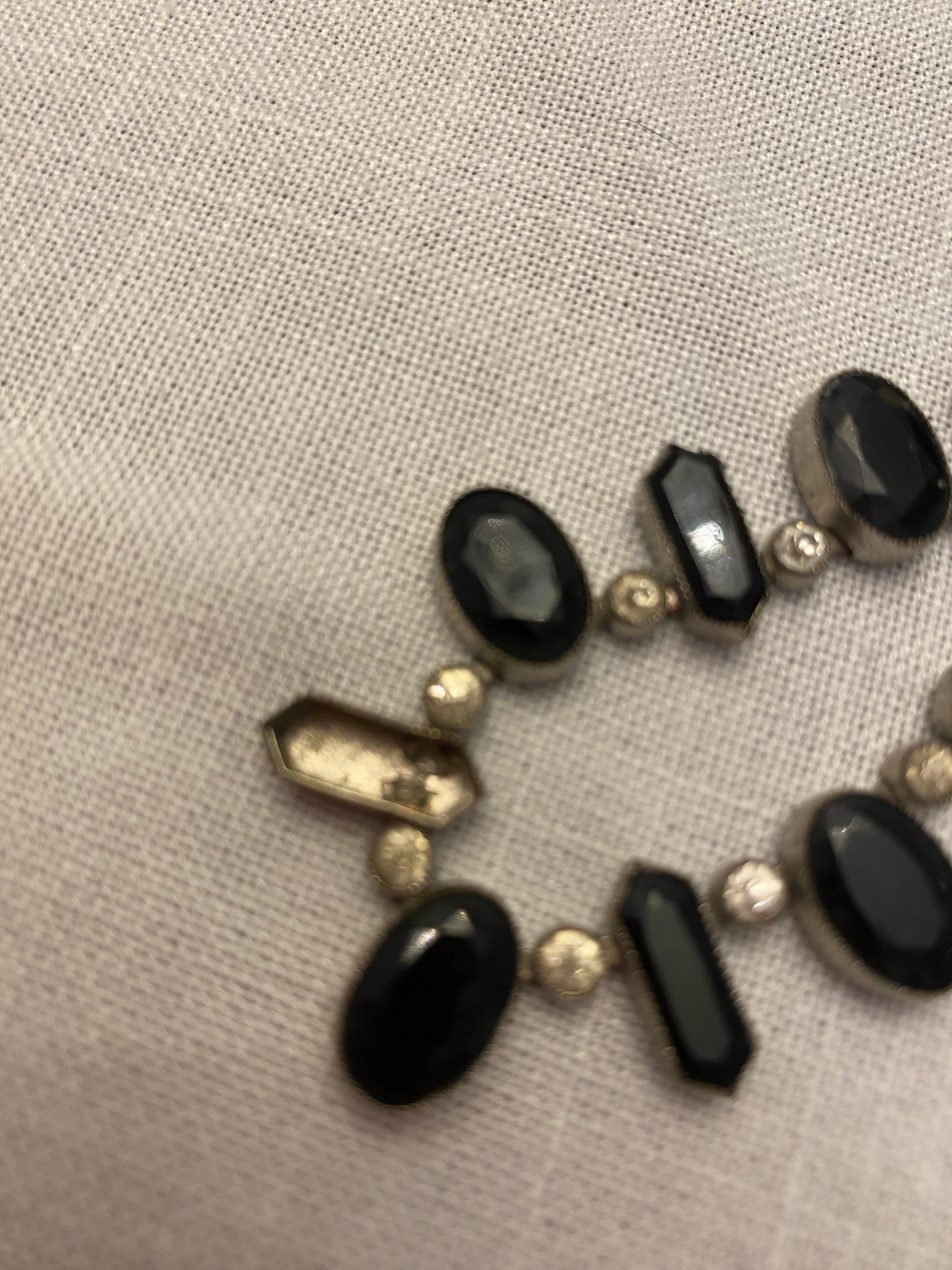 Antique Edwardian Mourning French Jet Paste and Clear Rhinestones ...