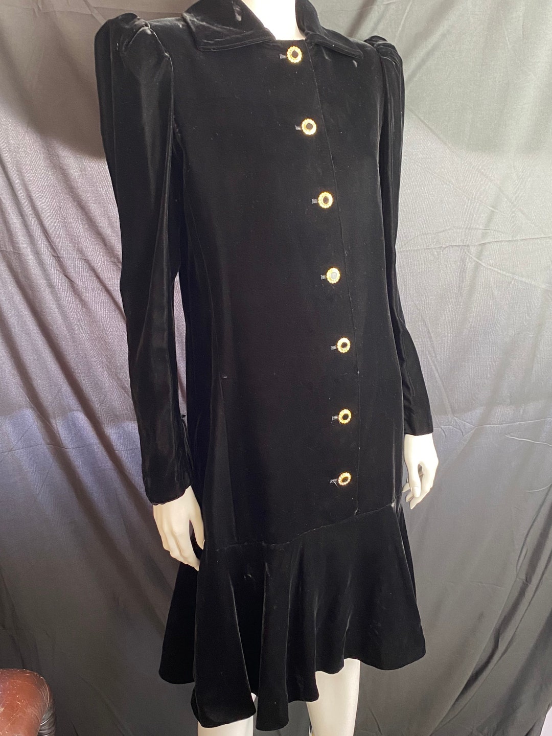 Vintage Yves Saint Laurent Rive Gauche YSL Black Silk Velvet Evening ...