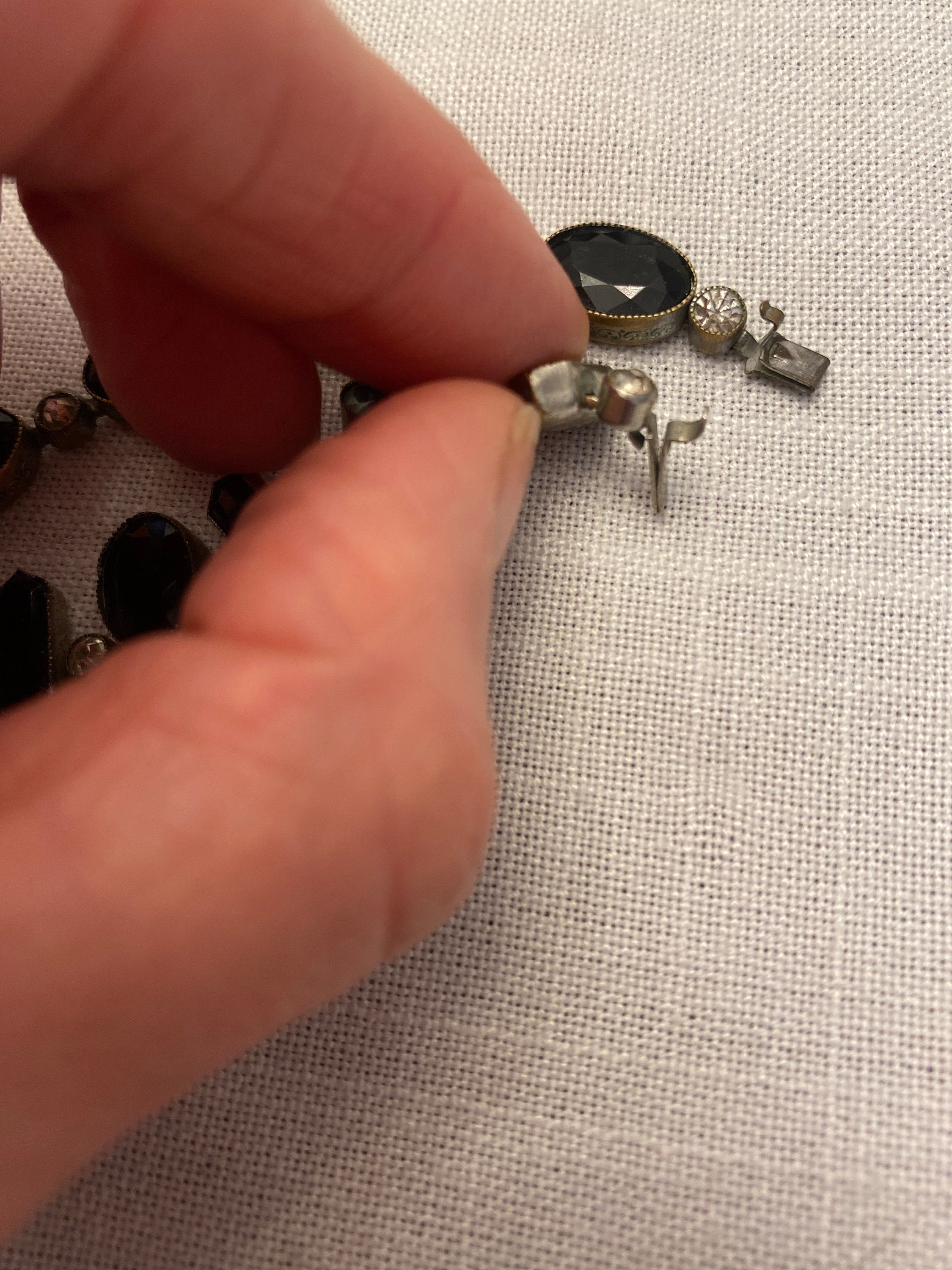 Antique Edwardian Mourning French Jet Paste and Clear Rhinestones ...