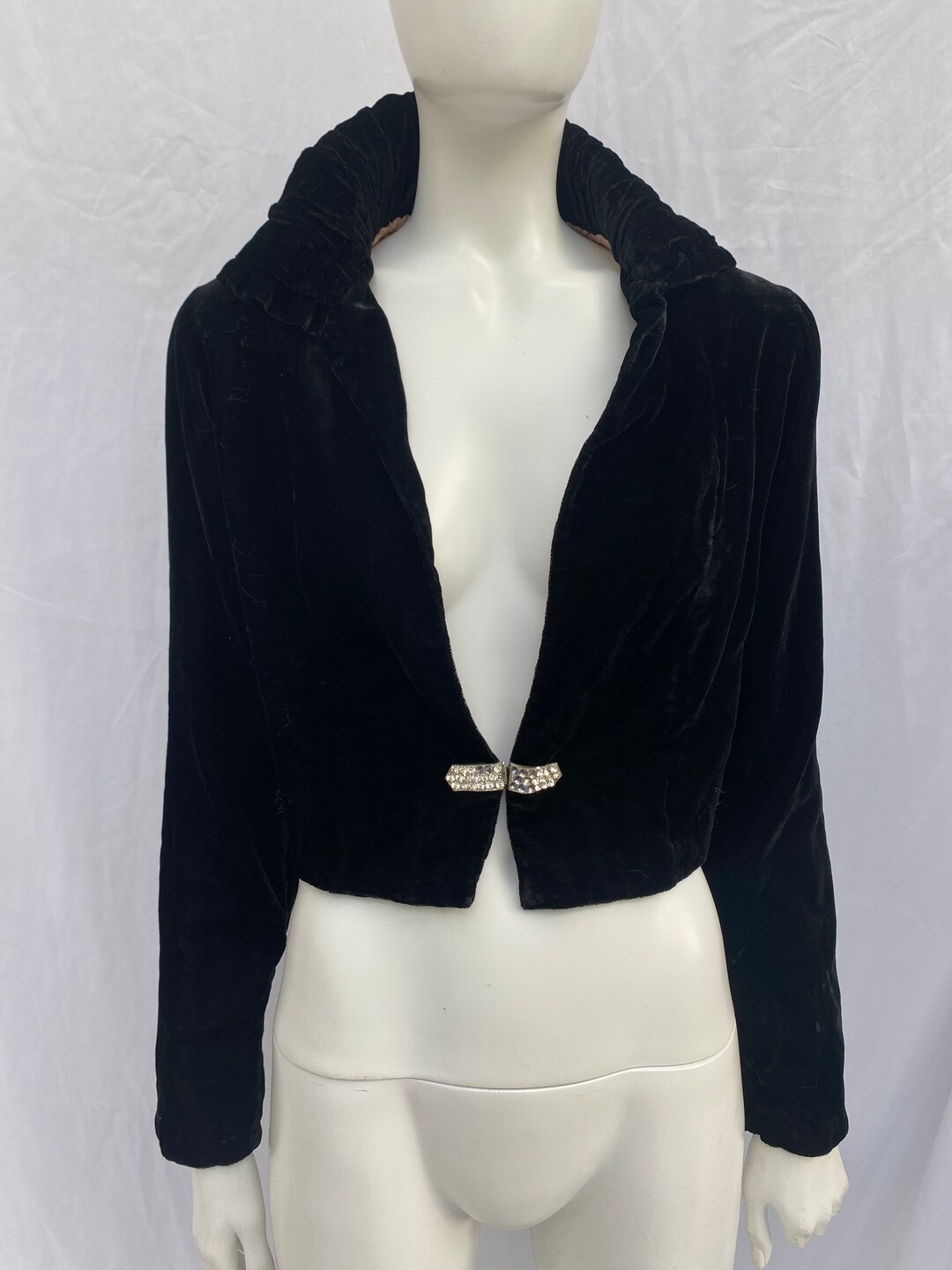Antique Vintage 1920s Silk Velvet Cropped Jacket With Rhinestones Lined ...