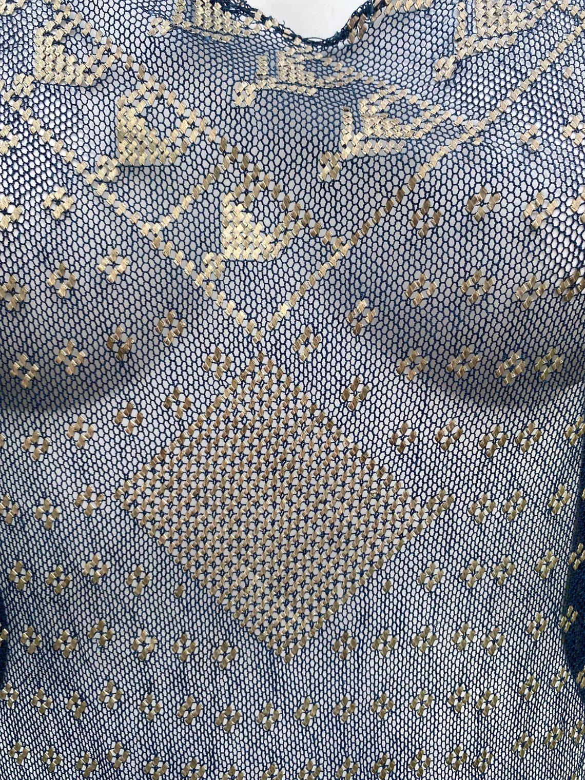 Antique 1920s Assuit Azuit Coptic Piece Midnight Blue Dress With ...