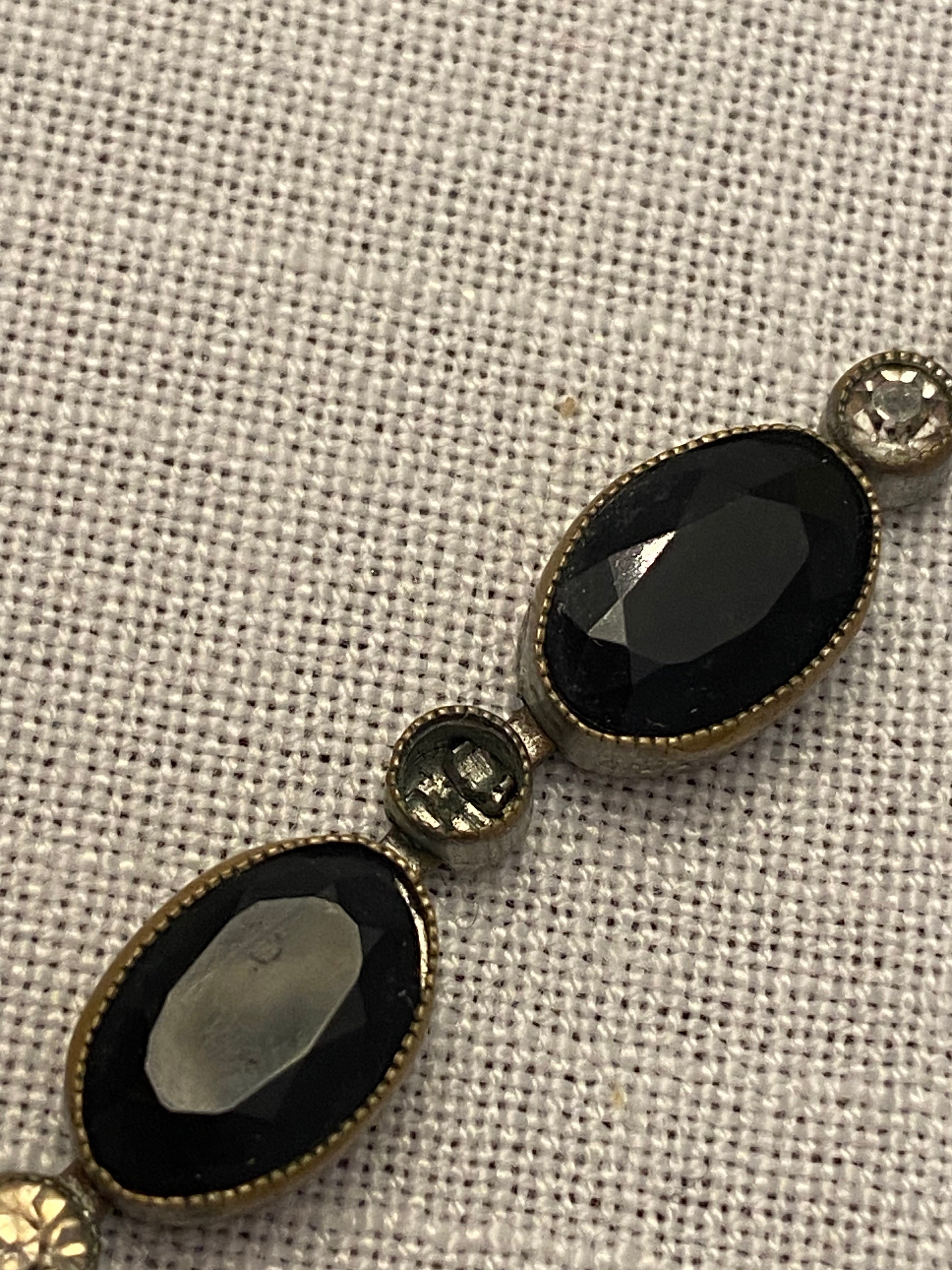 Antique Edwardian Mourning French Jet Paste and Clear Rhinestones ...