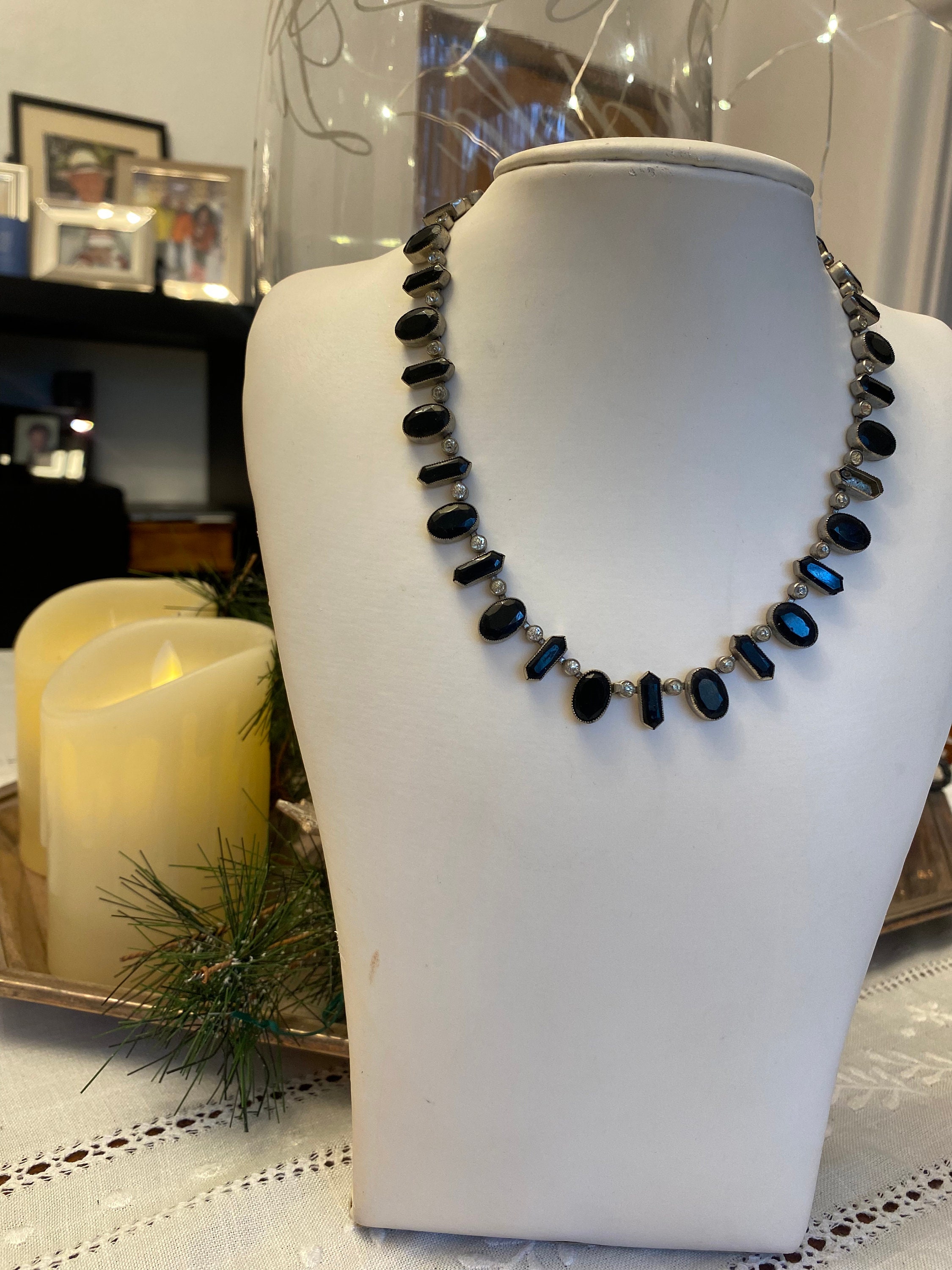 Antique Edwardian Mourning French Jet Paste and Clear Rhinestones ...