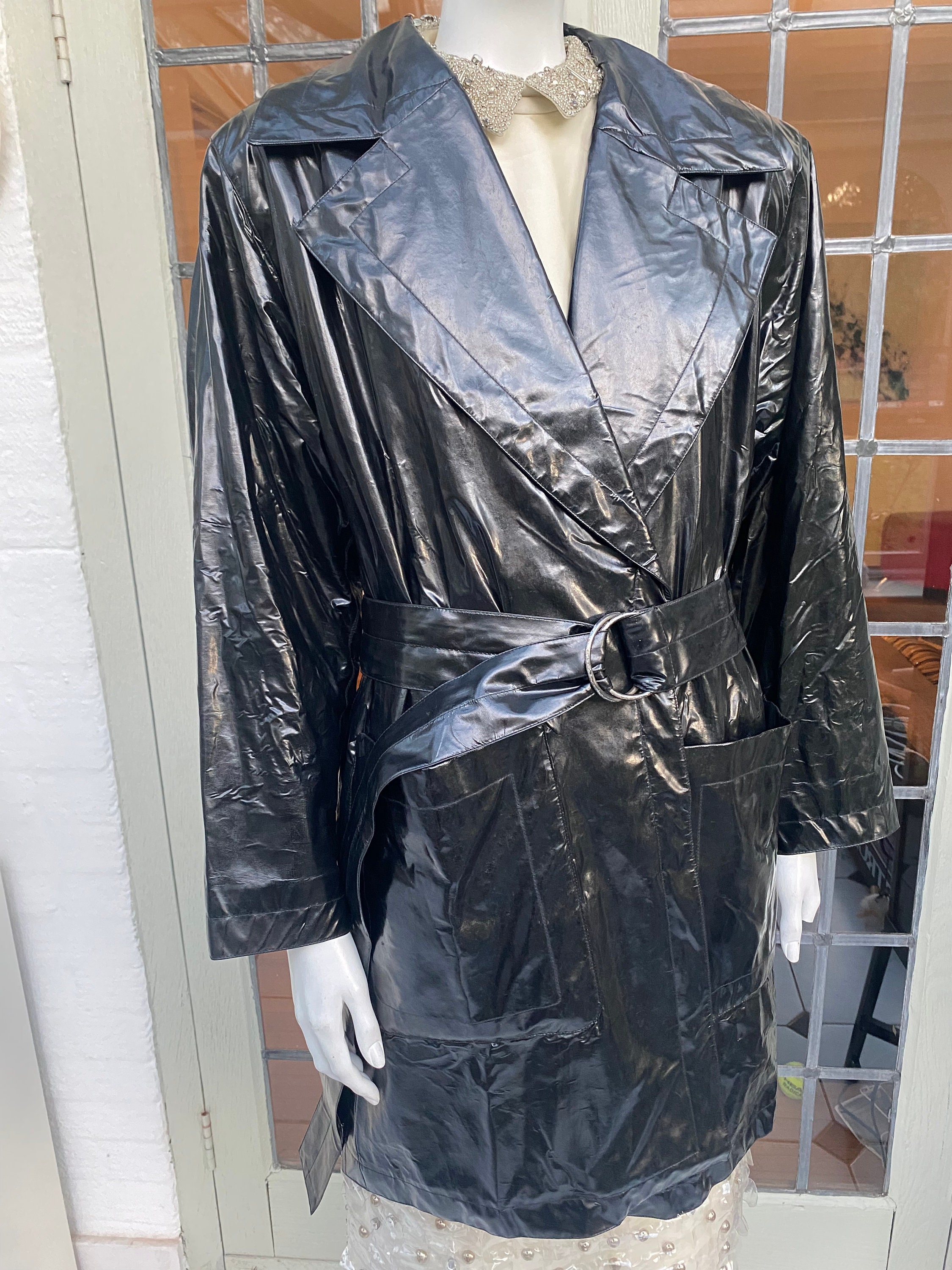 Yves Saint Laurent Paris Vintage Patent Latex Rain Mac Coat - Etsy