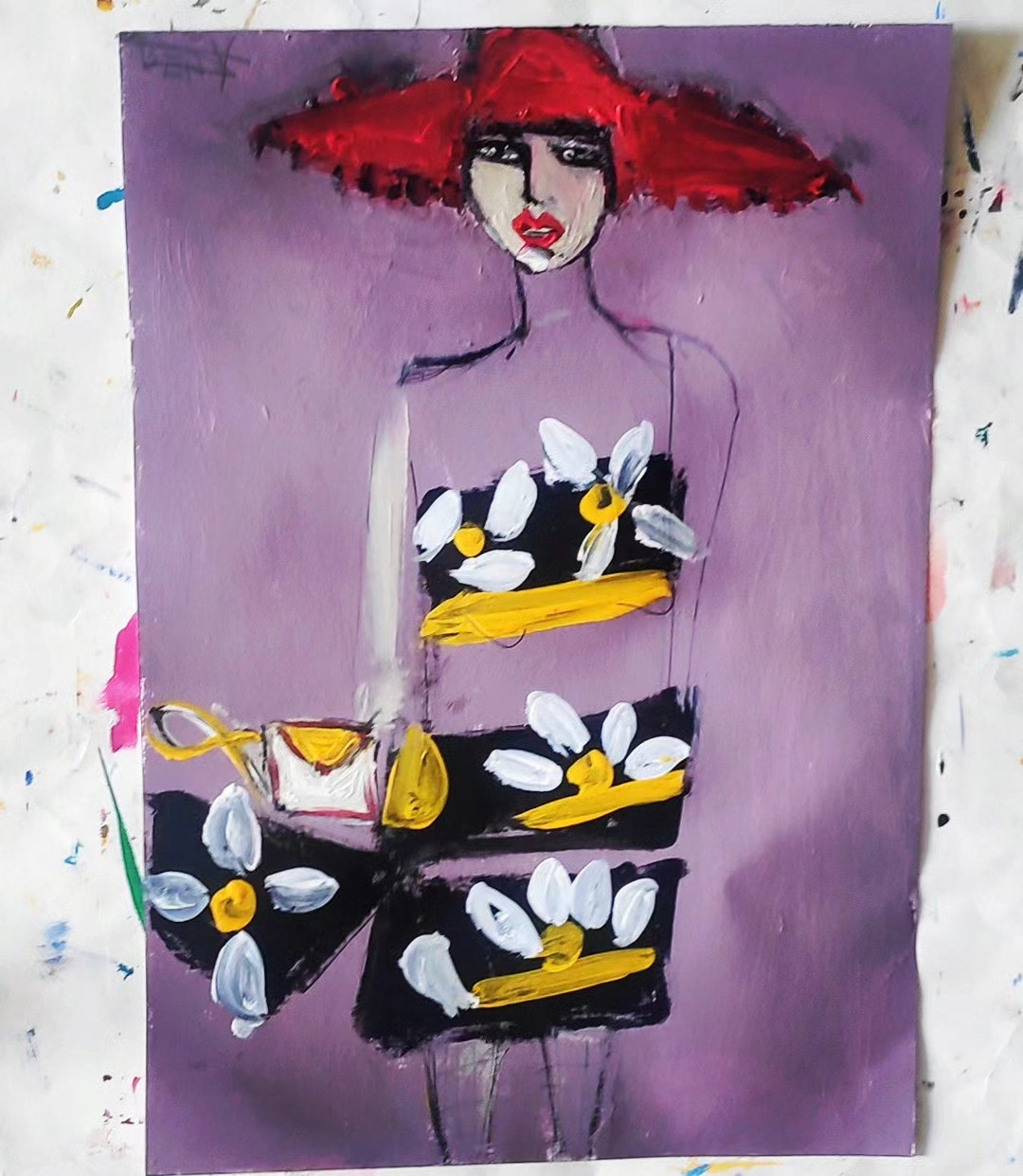 Figure Abstract Painting Woman Abstract Painting Large Textured Wall ...