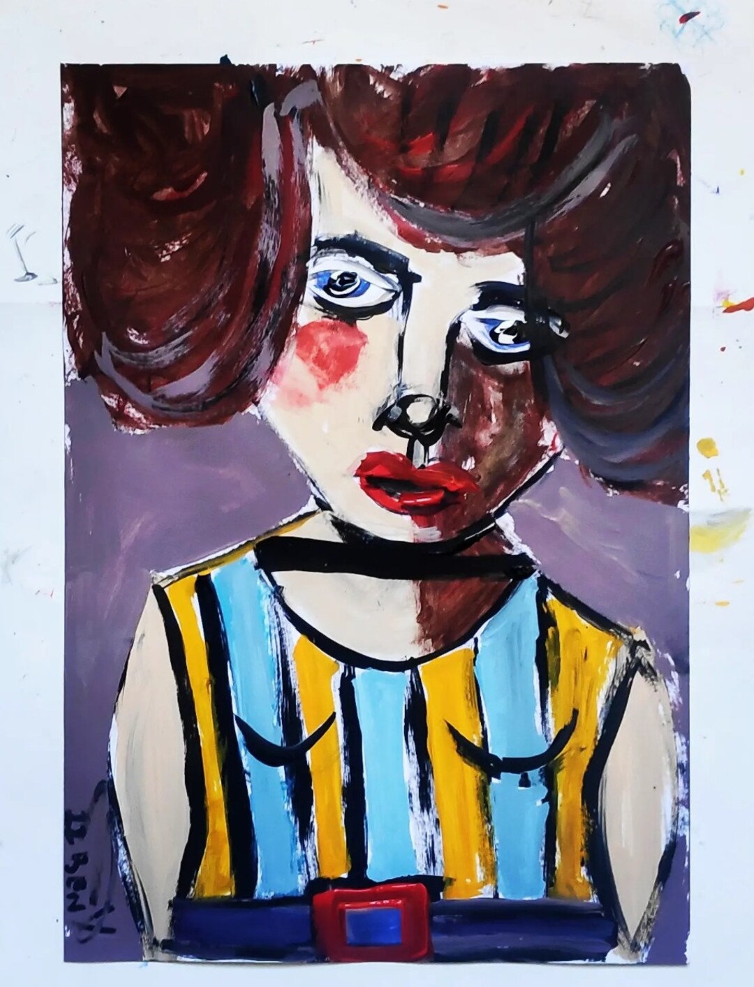 Female Portrait Acrylic Painting. Small Art Work Original Painting - Etsy