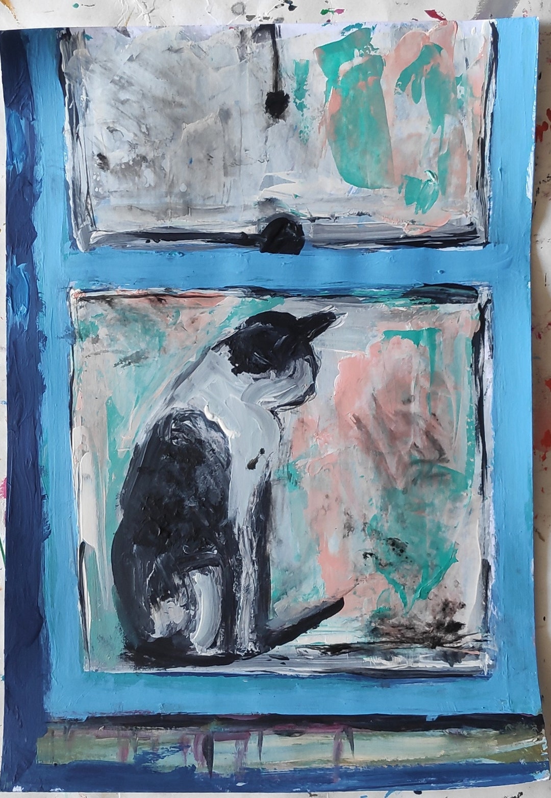 Cat Painting, Cat Wall Painting , Cat Acrylic Painting, Cat Painting ...