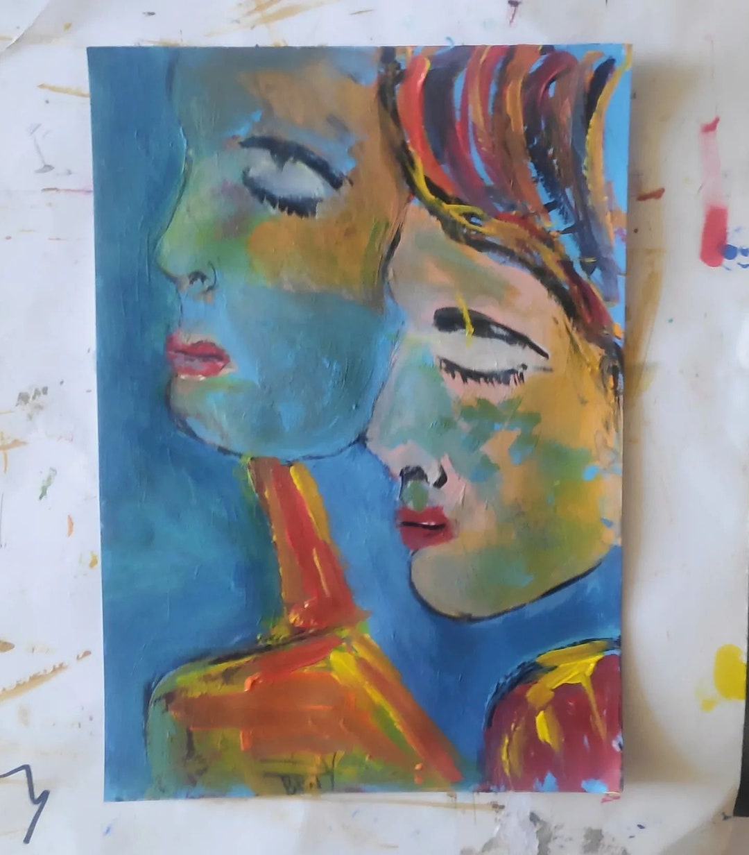 Abstract Portrait Painting. Couple in Love Art.original Art Work ...