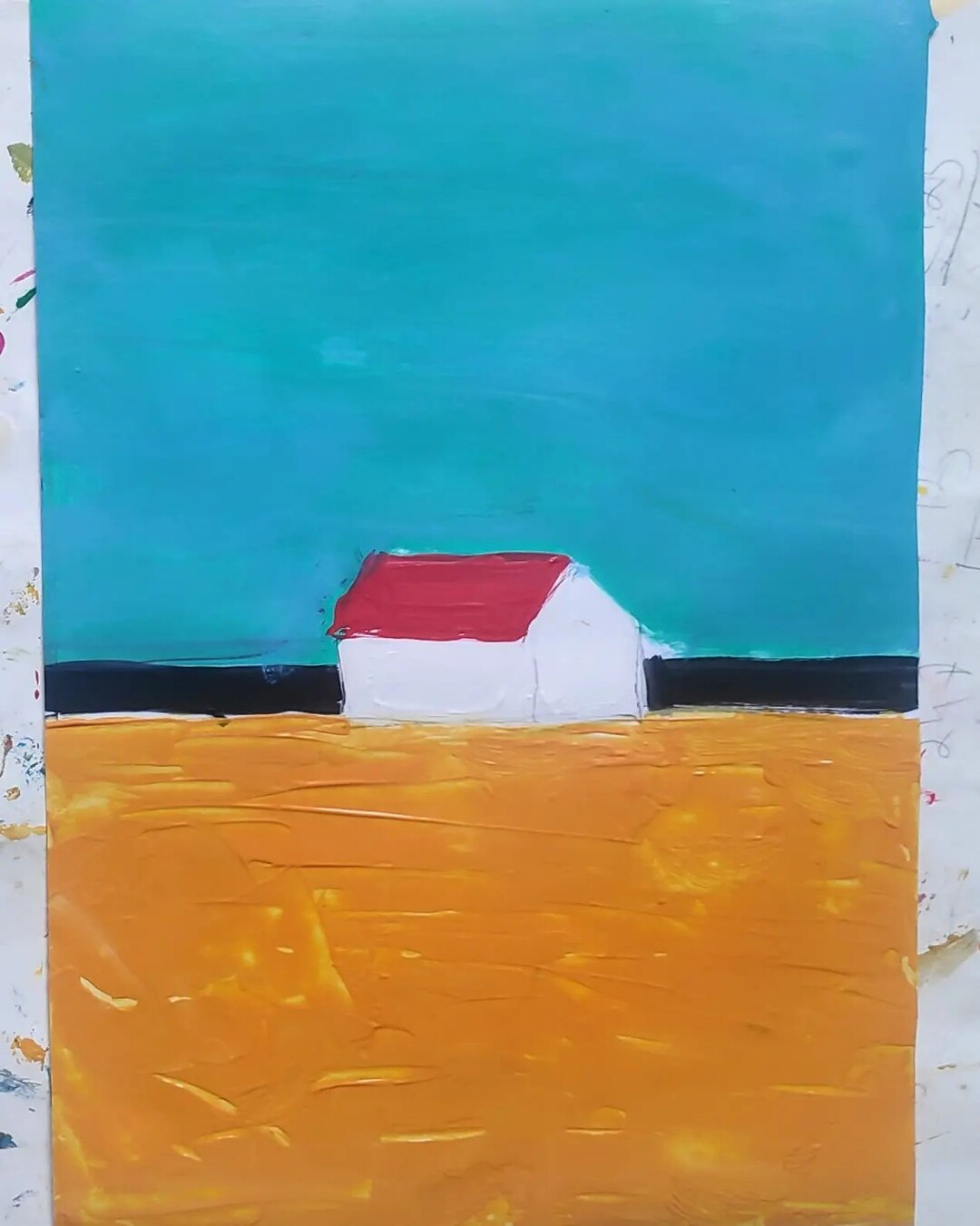 Abstract Field Landscape Acrylic Painting: Original Floral Scenery Wall ...