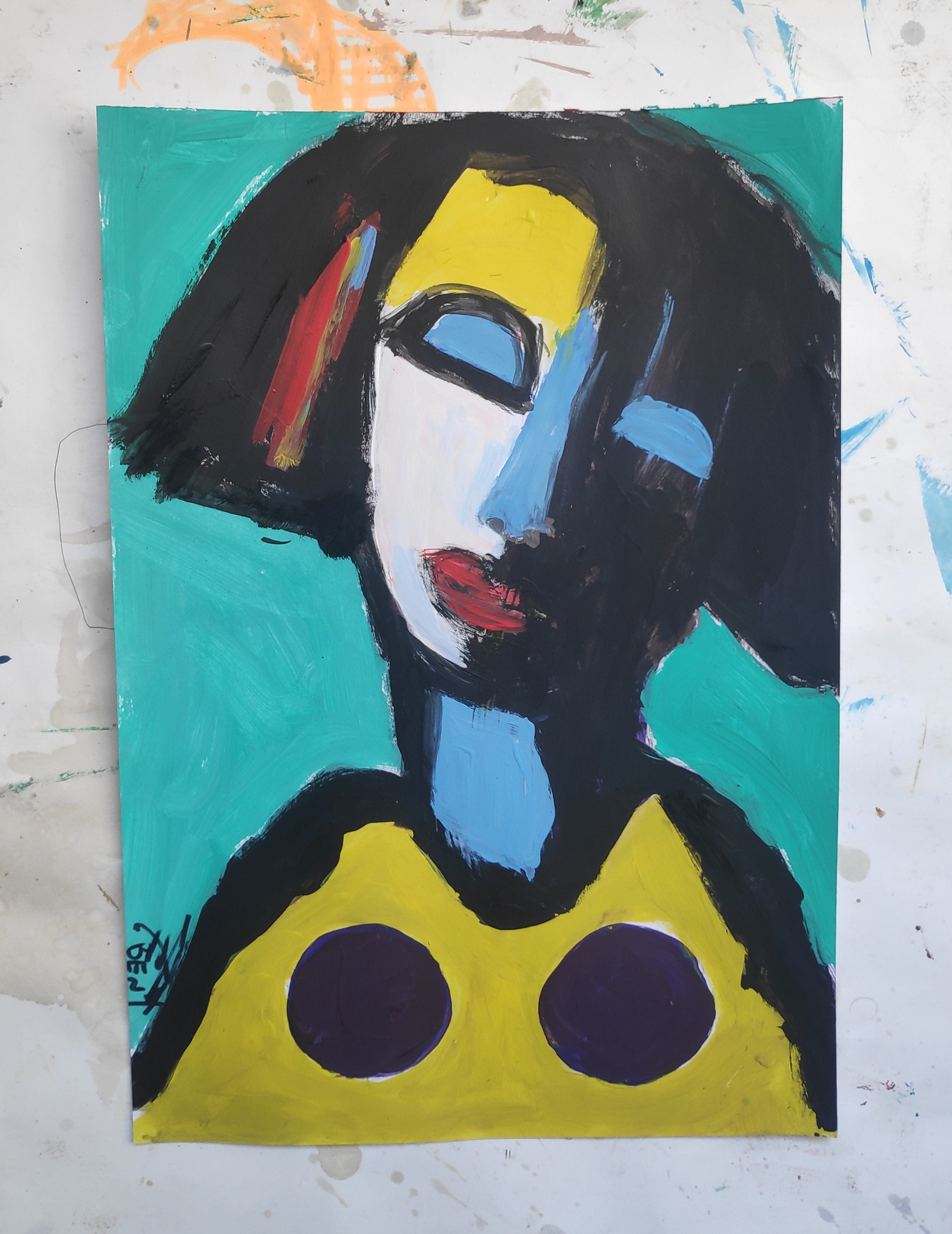 Face Portrait Painting on Paper Abstract Face Art Original | Etsy