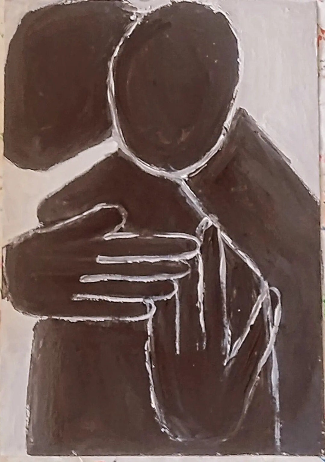 Couple Un Hug Art Painting . Modern Portrait Art - Etsy