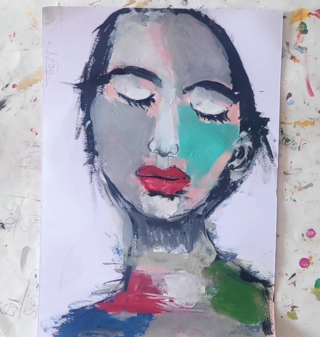 Small Face Painting Abstract Face Portrait Man Art Face Portrait Face ...