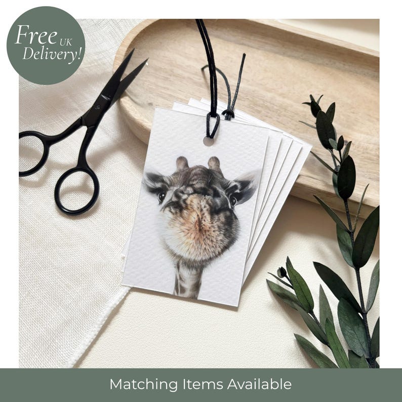 Giraffe Face Funny Animal Greeting Card - Hand-drawn Luxury ...