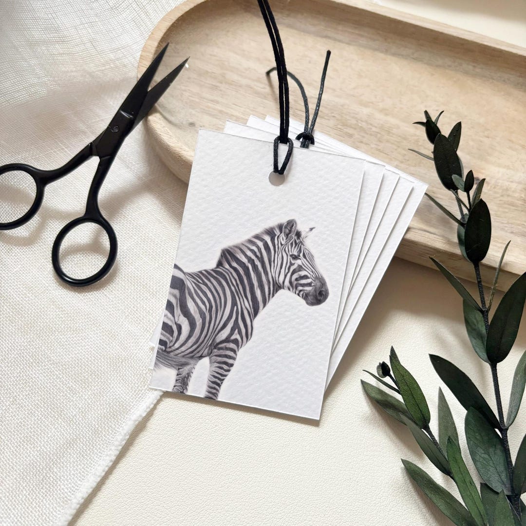 Zebra Gift Tags: Wildlife Portrait Art by Alison Chinn - Etsy