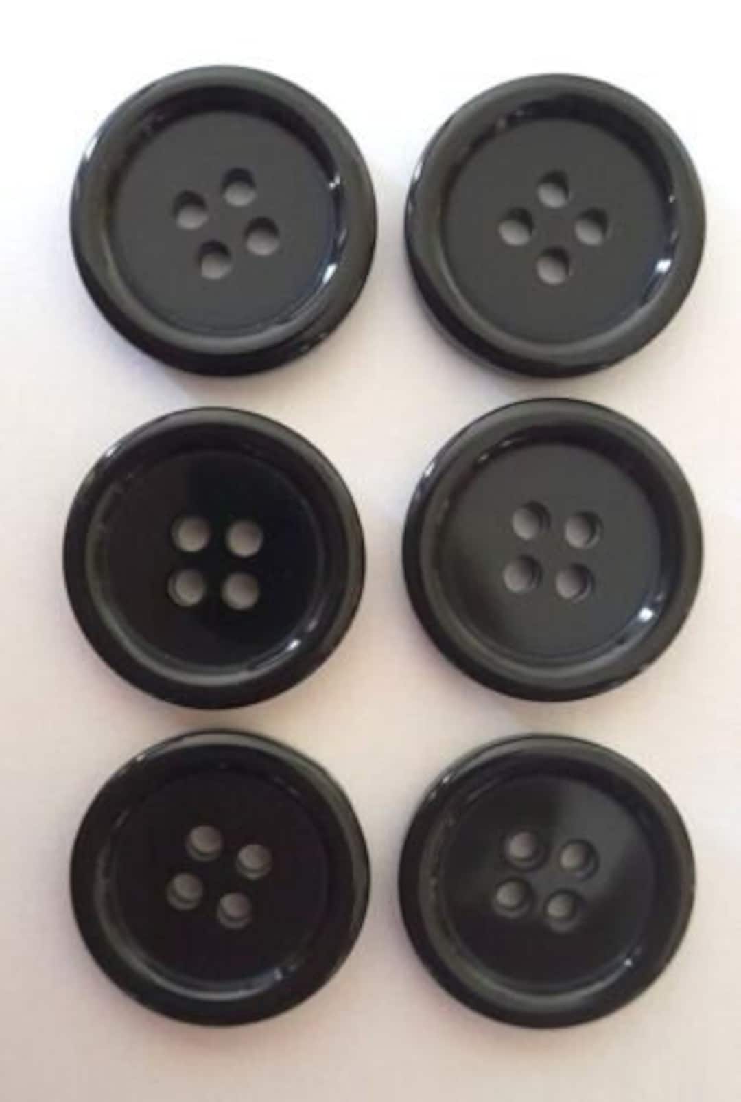Black 4 Hole Flat Back Buttons Ideal for Shirts Blouses Trousers ...