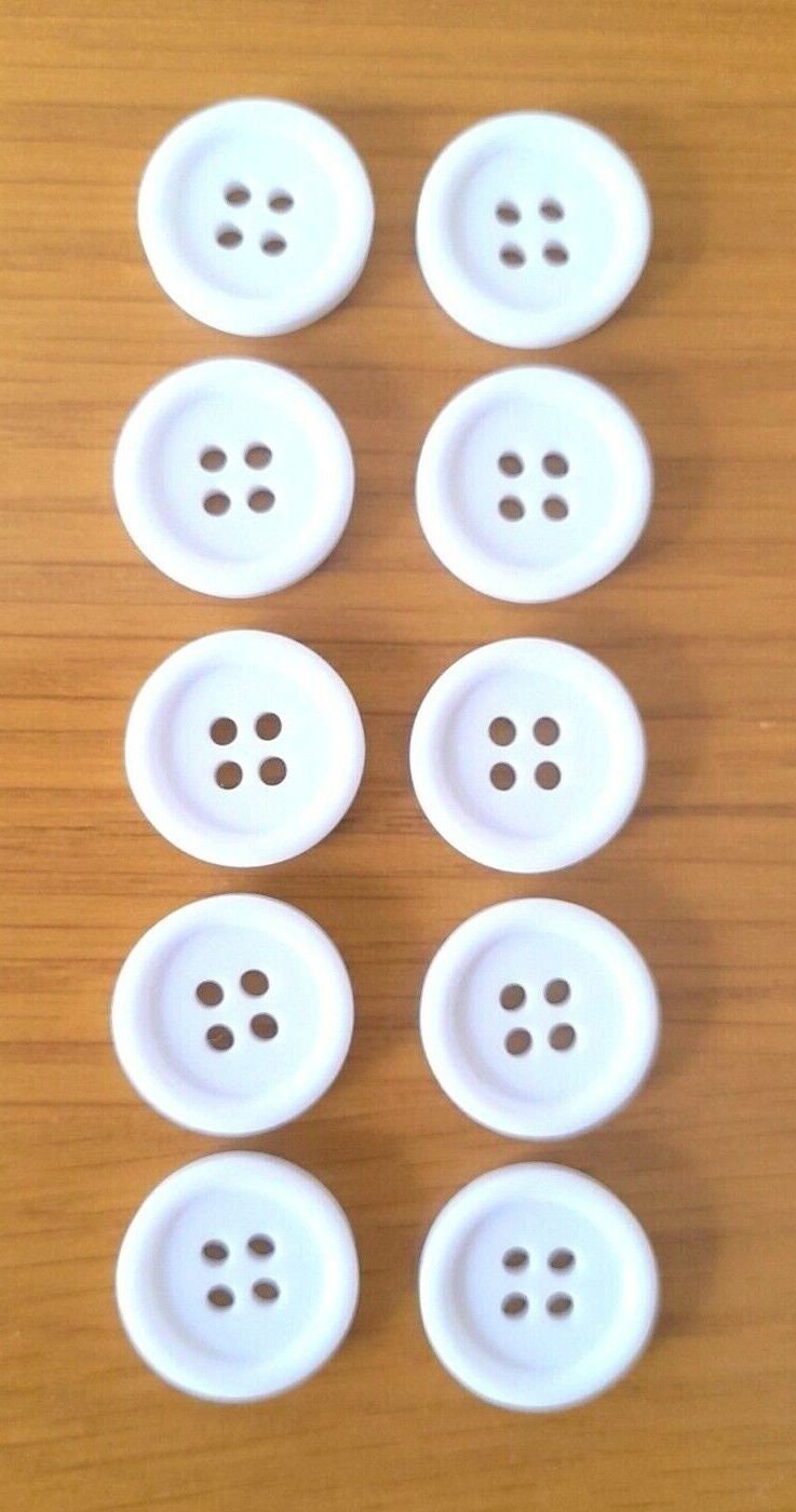 White 4 Hole Flat Back Buttons Ideal for Shirts Blouses Trousers ...