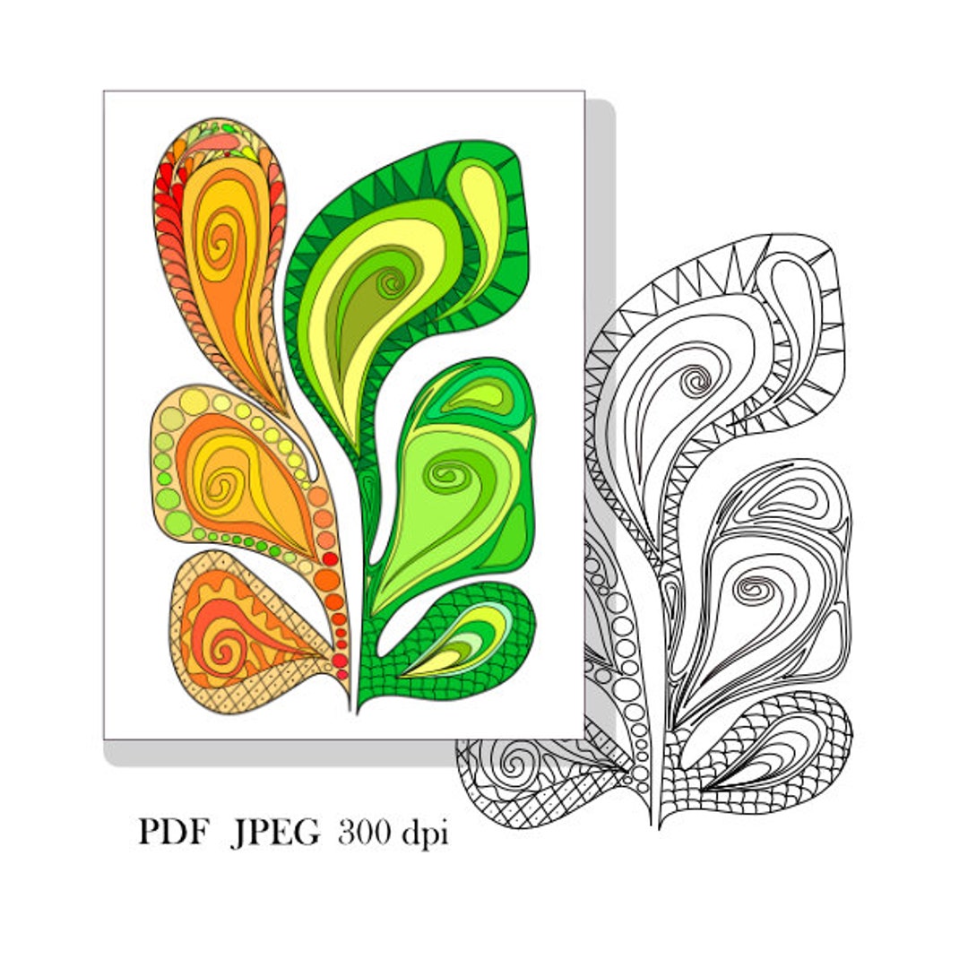 Abstract Floral Flower Coloring Page for Adults and Kids Downloadable ...