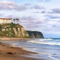 Beach Walk, Beach People, Original Oil Painting by Bridget Hobson, 6x6 ...