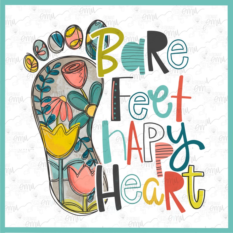 Bare Feet Happy Heart PNG File - Etsy